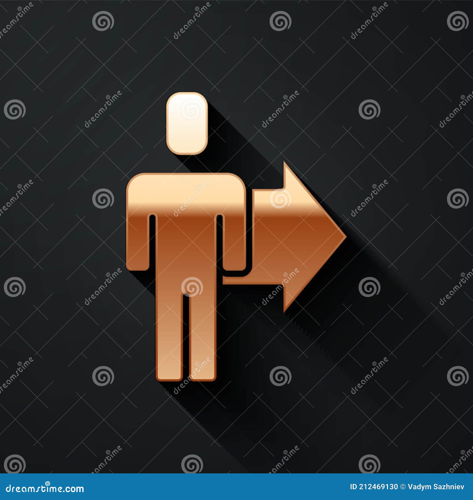 Gold Leader of a Team of Executives Icon Isolated on Black Background ...