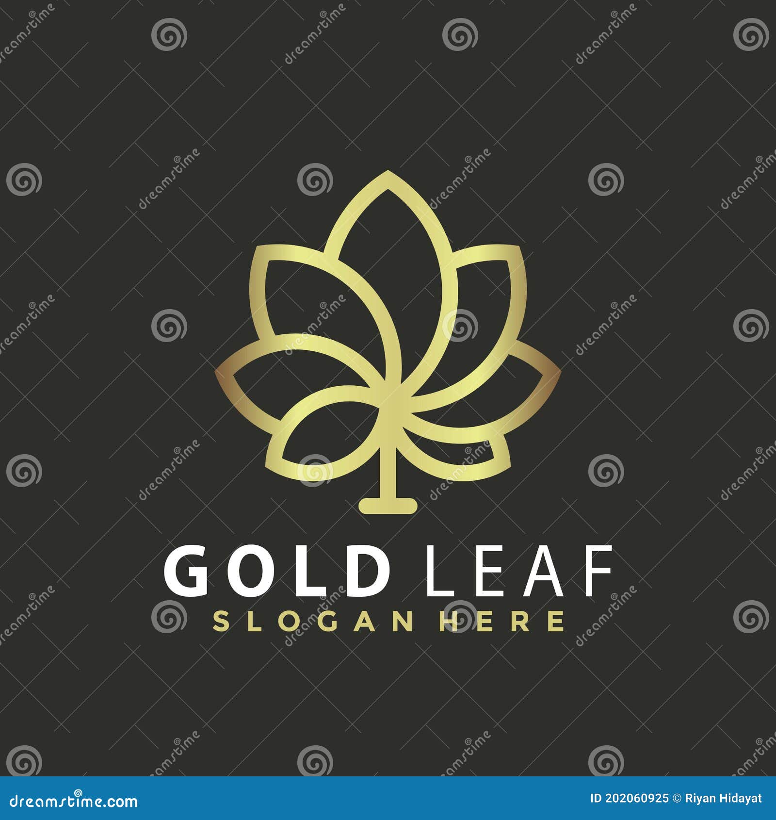 Gold Leaf Logo Design Vector Illustration Stock Vector - Illustration ...