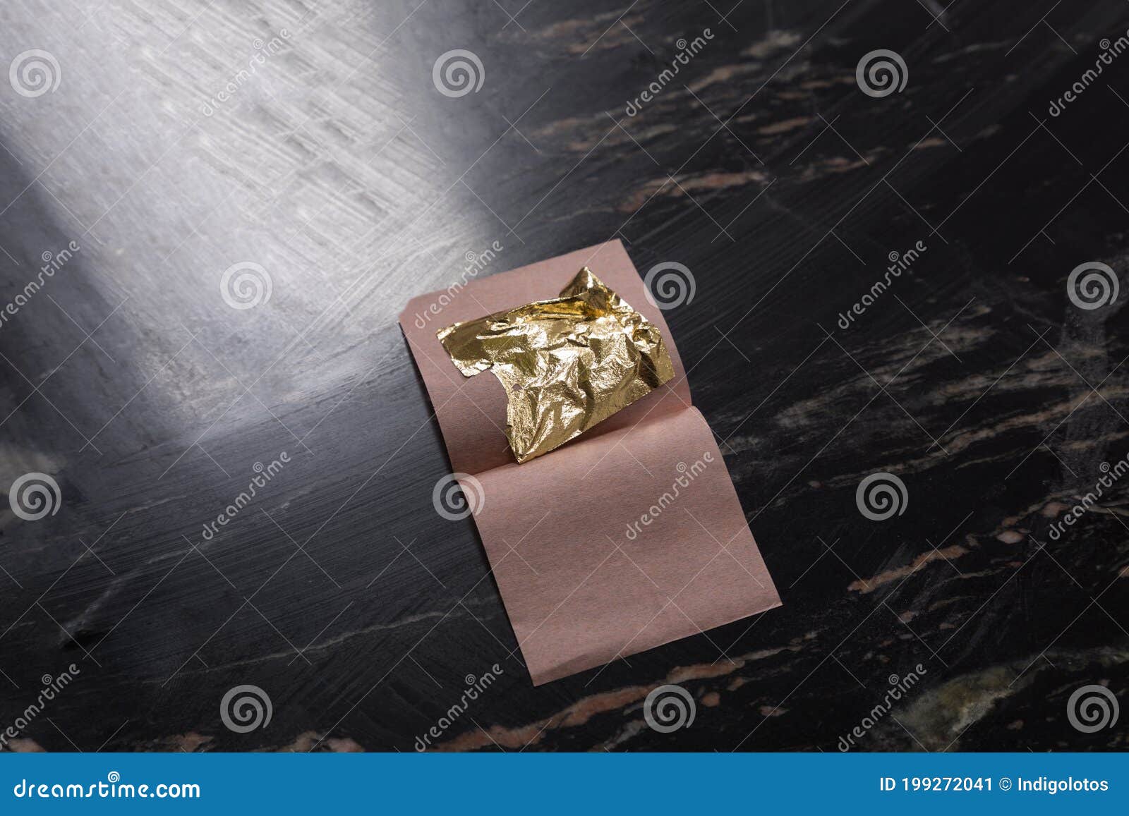 Gold Leaf and Patch of Reflected Light Stock Image - Image of stain ...