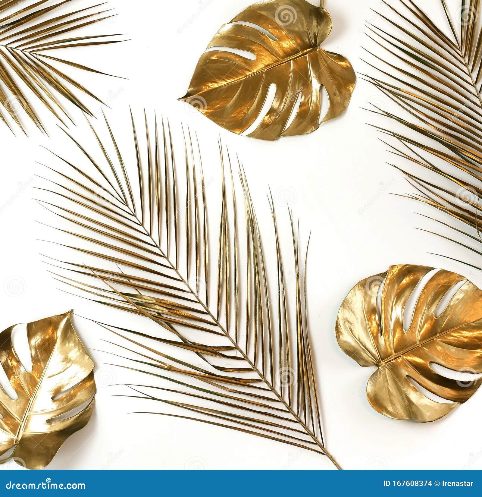 Gold Leaf Pattern Isolated on White Background Top View Stock Photo ...