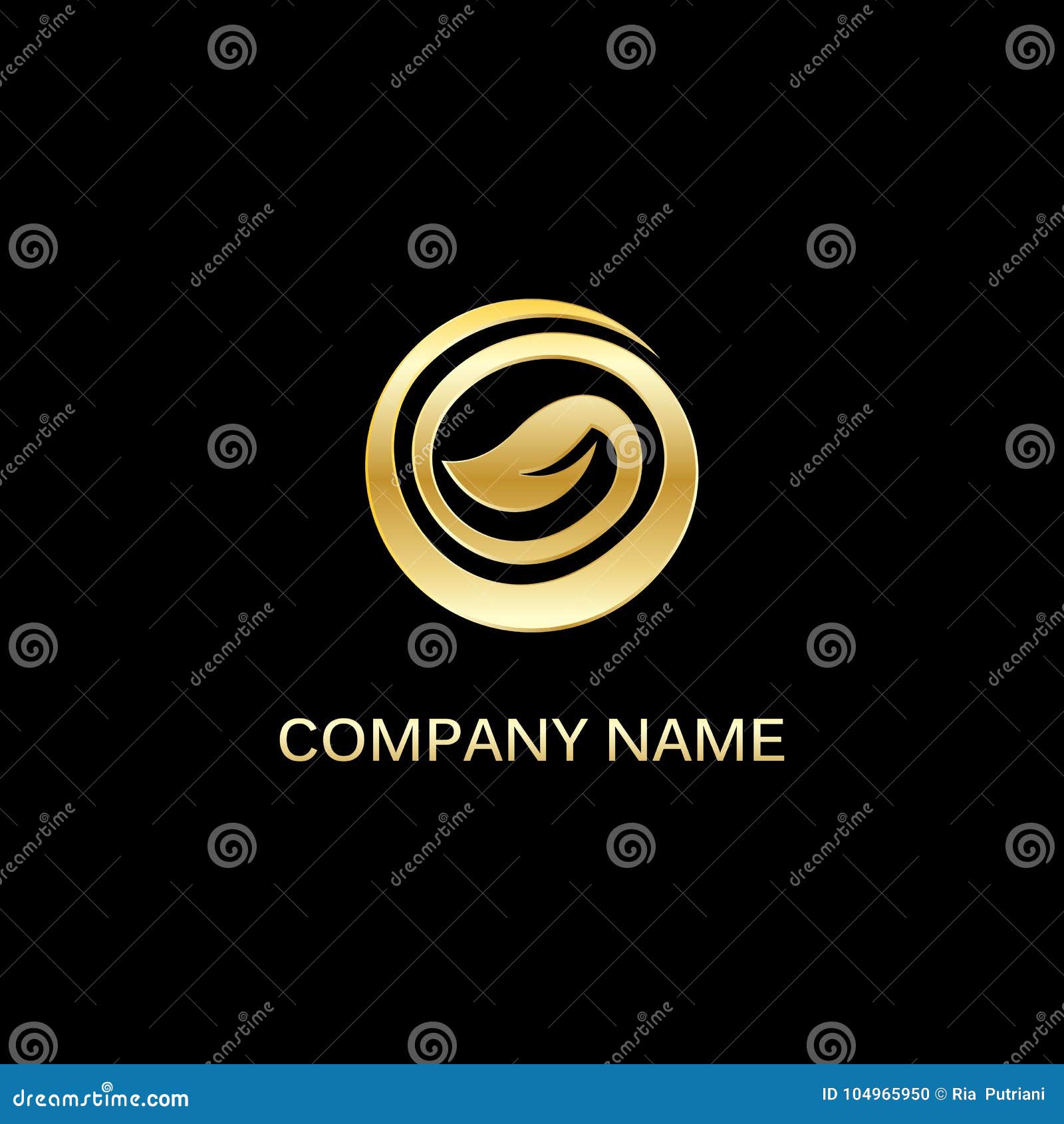 Gold Leaf Round Organic Logo Stock Vector - Illustration of minimal ...