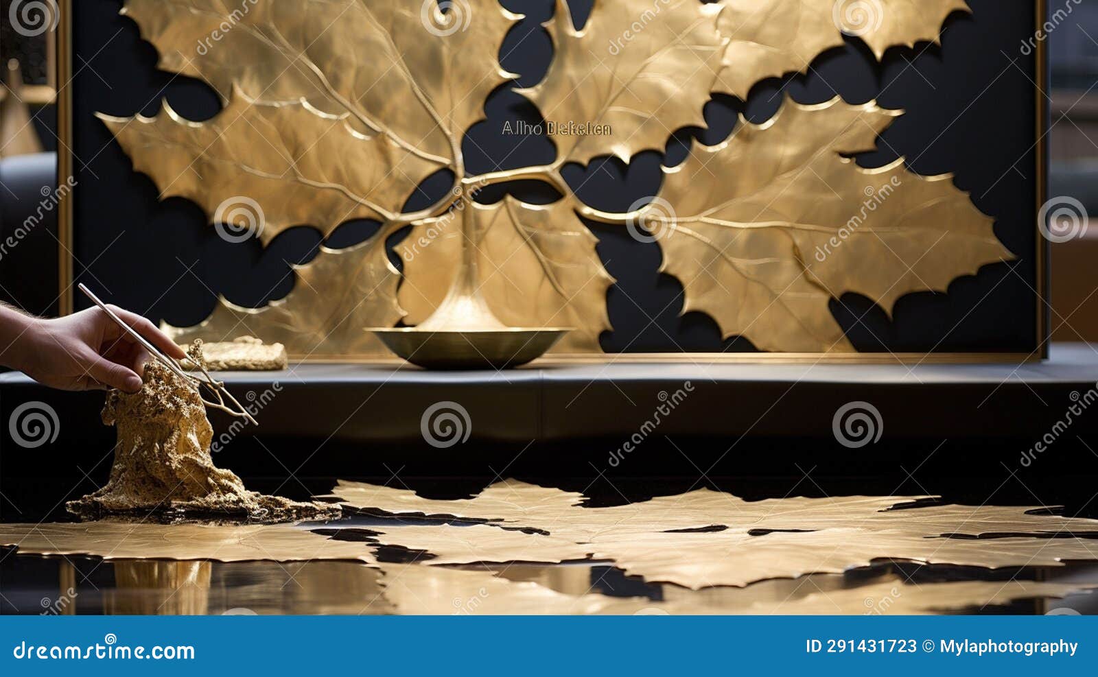 Gold Leaf Tree with Gold Leaf and Branches Stock Illustration ...