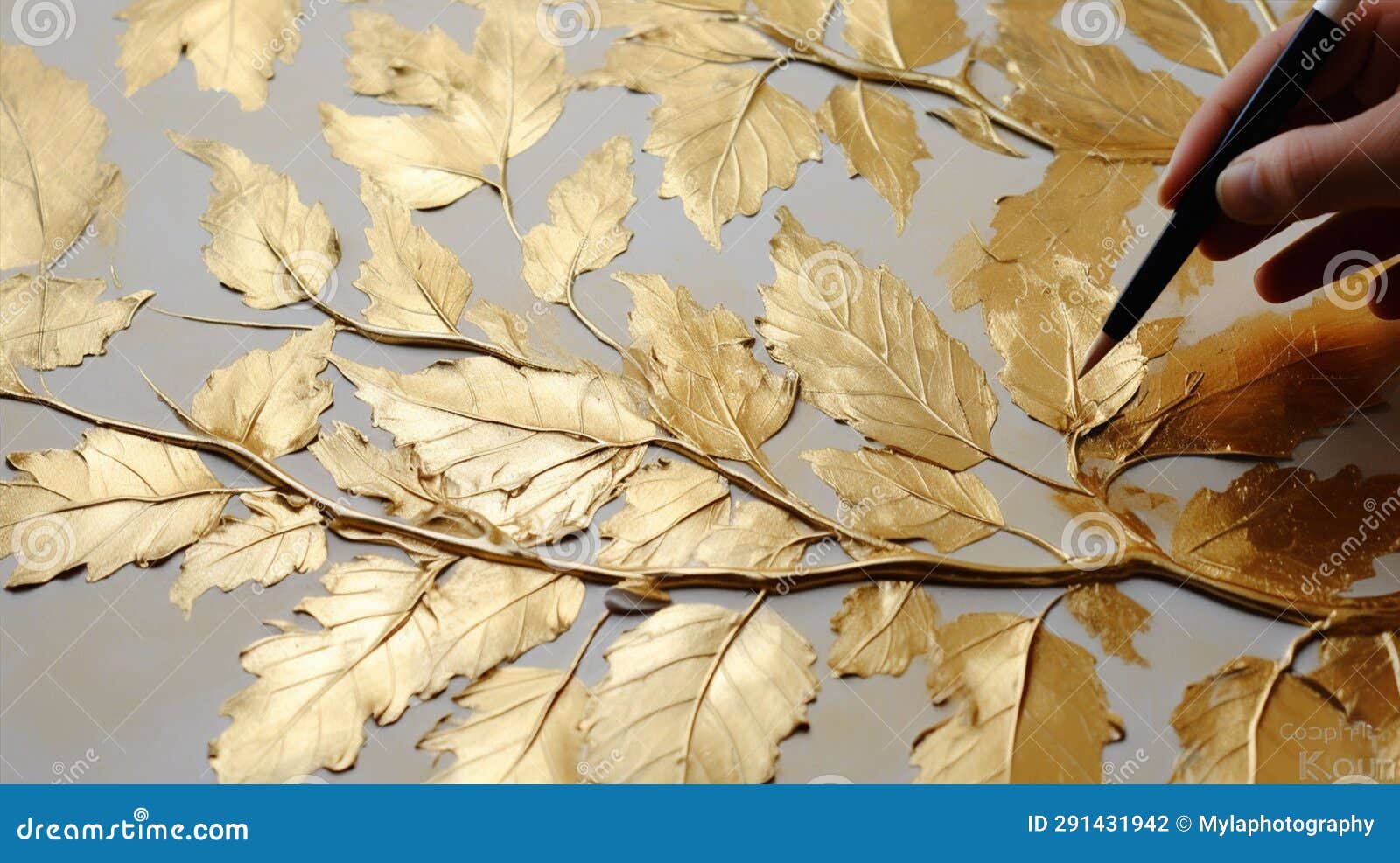 Gold Leaf Tree with Gold Leaf and Branches Stock Illustration ...