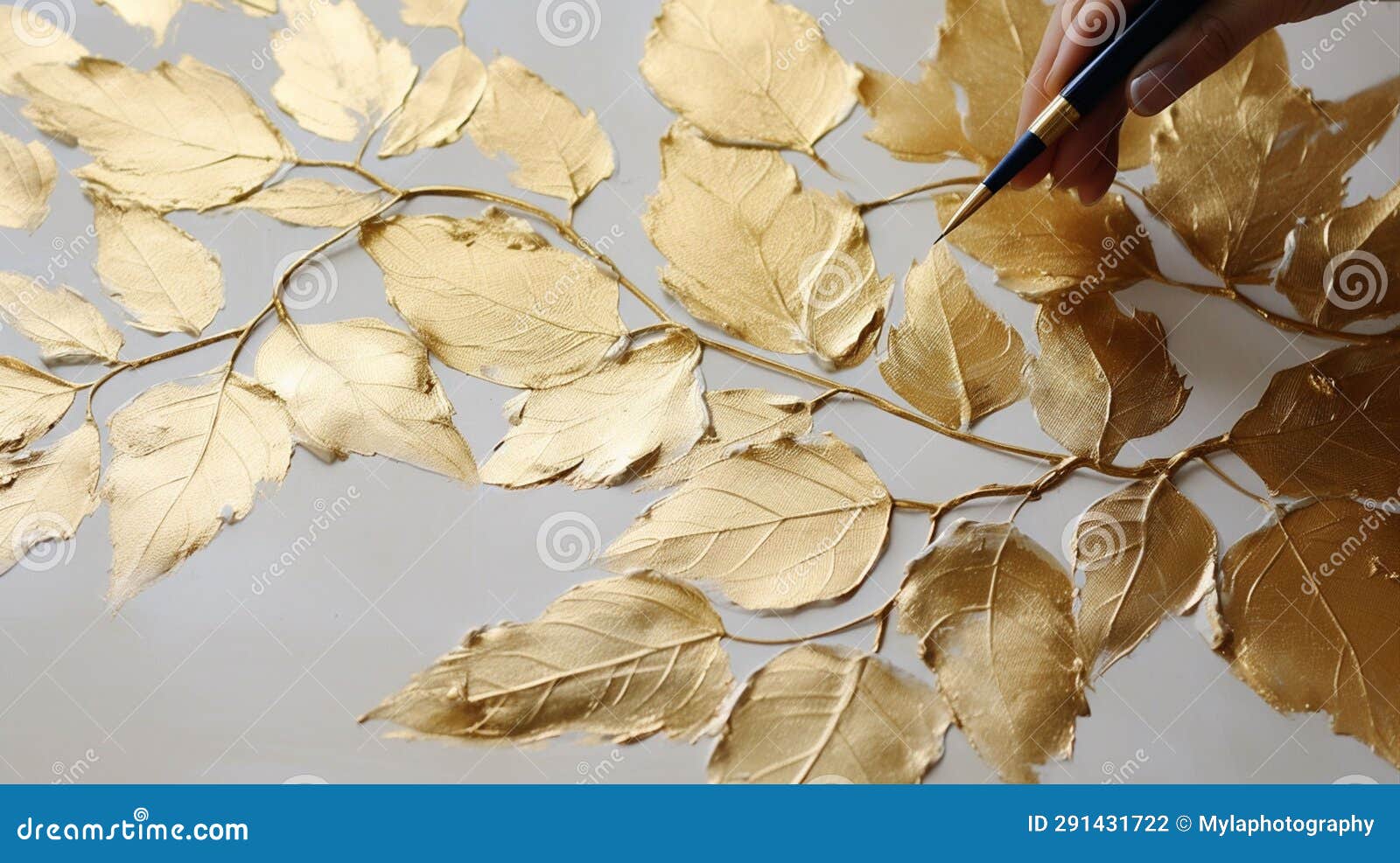 Gold Leaf Tree with Gold Leaf and Branches Stock Illustration ...