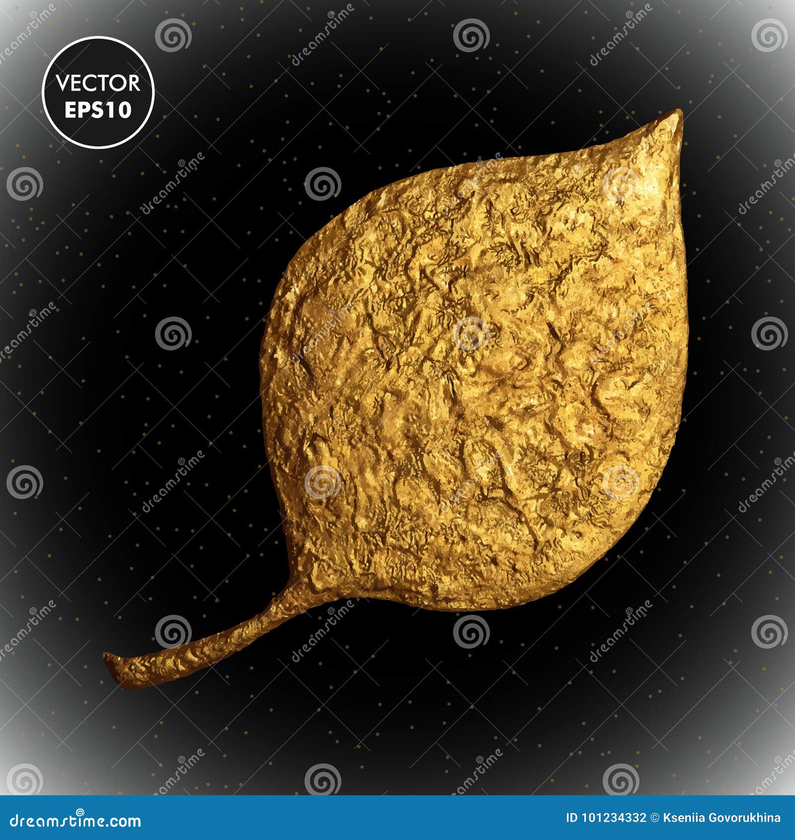 Gold Leaf Vector Illustration. Stylized Golden Floral Background. Stock ...