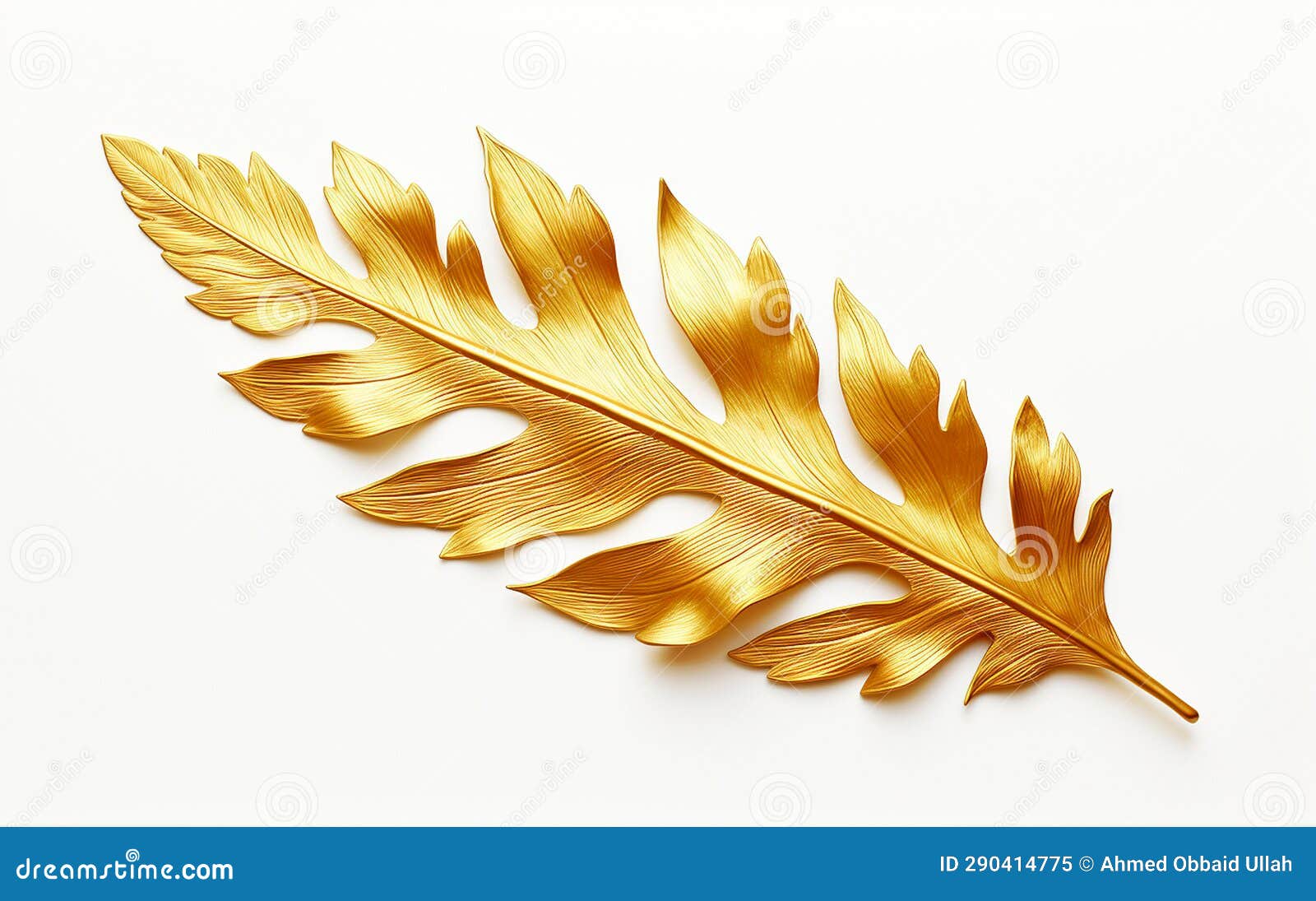 Gold Leaf on a White Background. Generative by Ai Stock Image - Image ...