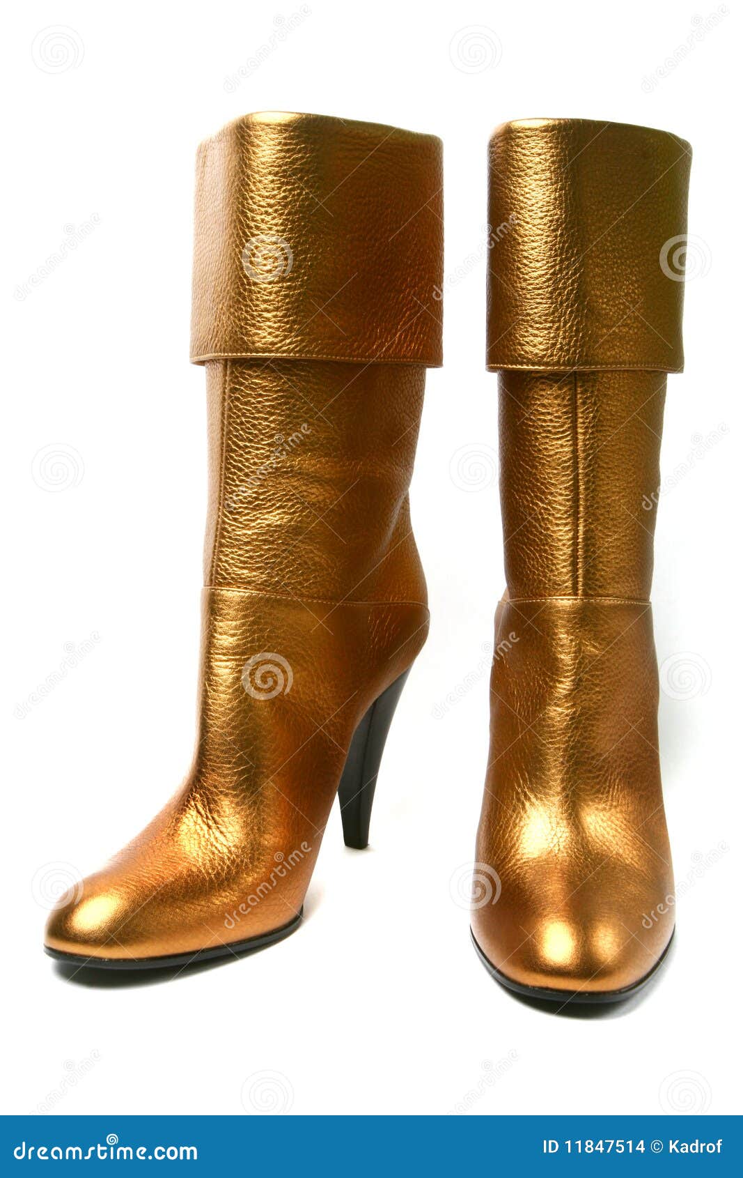 Gold Leather High Heel Boots Stock Photo - Image of gold, leather: 11847514