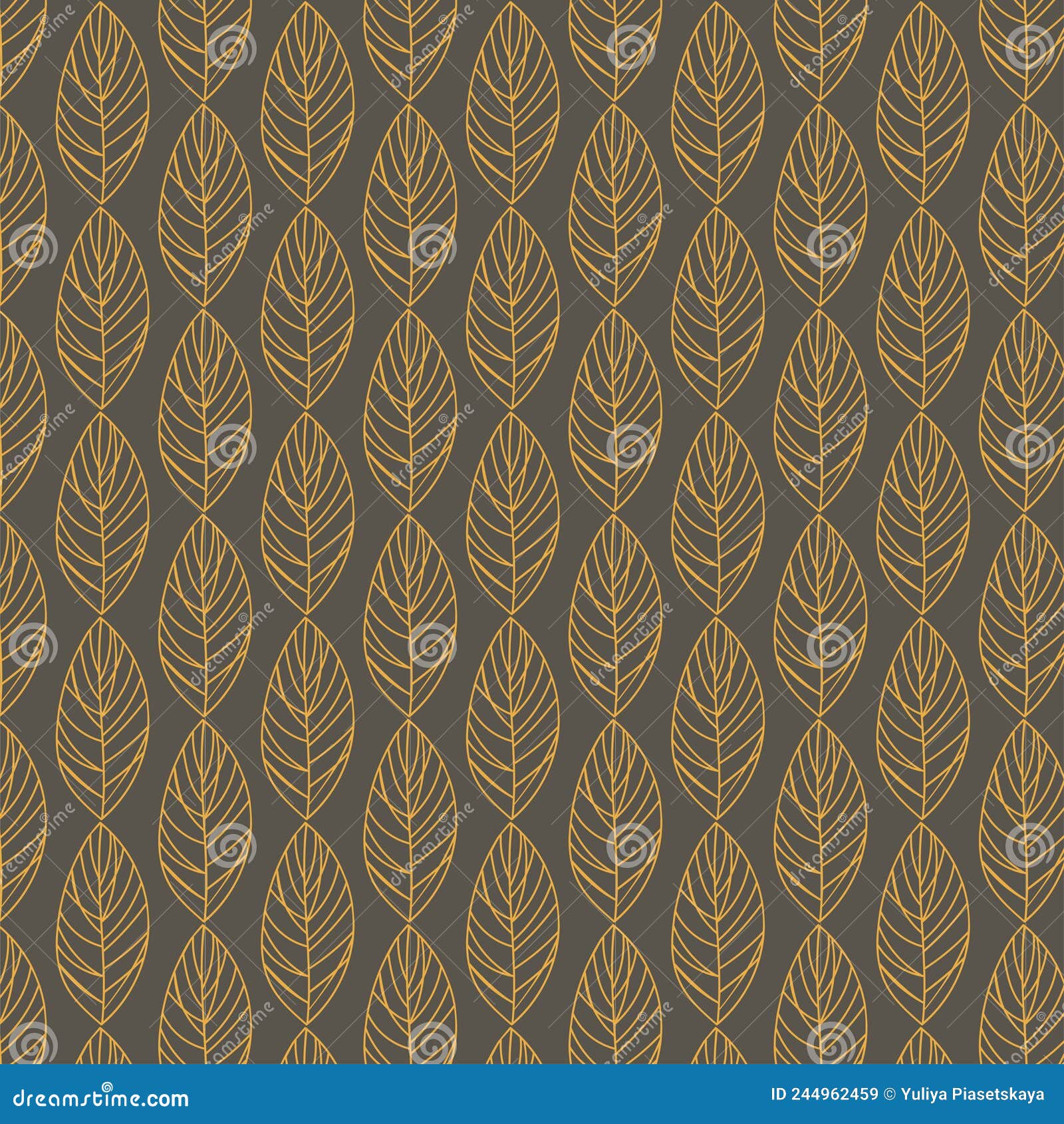 Gold Leaves. Seamless Hand Pattern with Leaf. Stock Vector ...