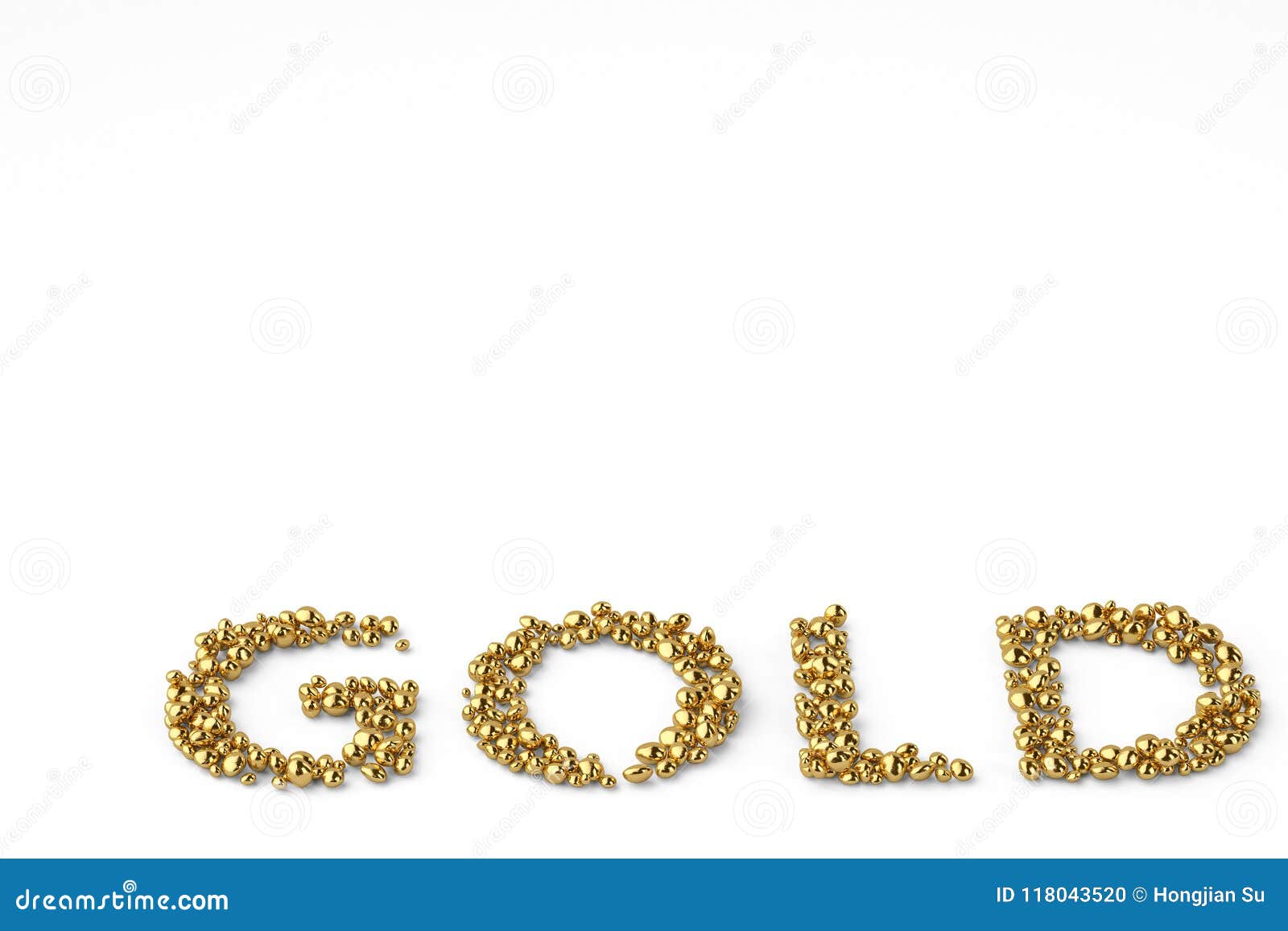 The GOLD Letter Consists of Small Gold.3D Illustration Stock ...