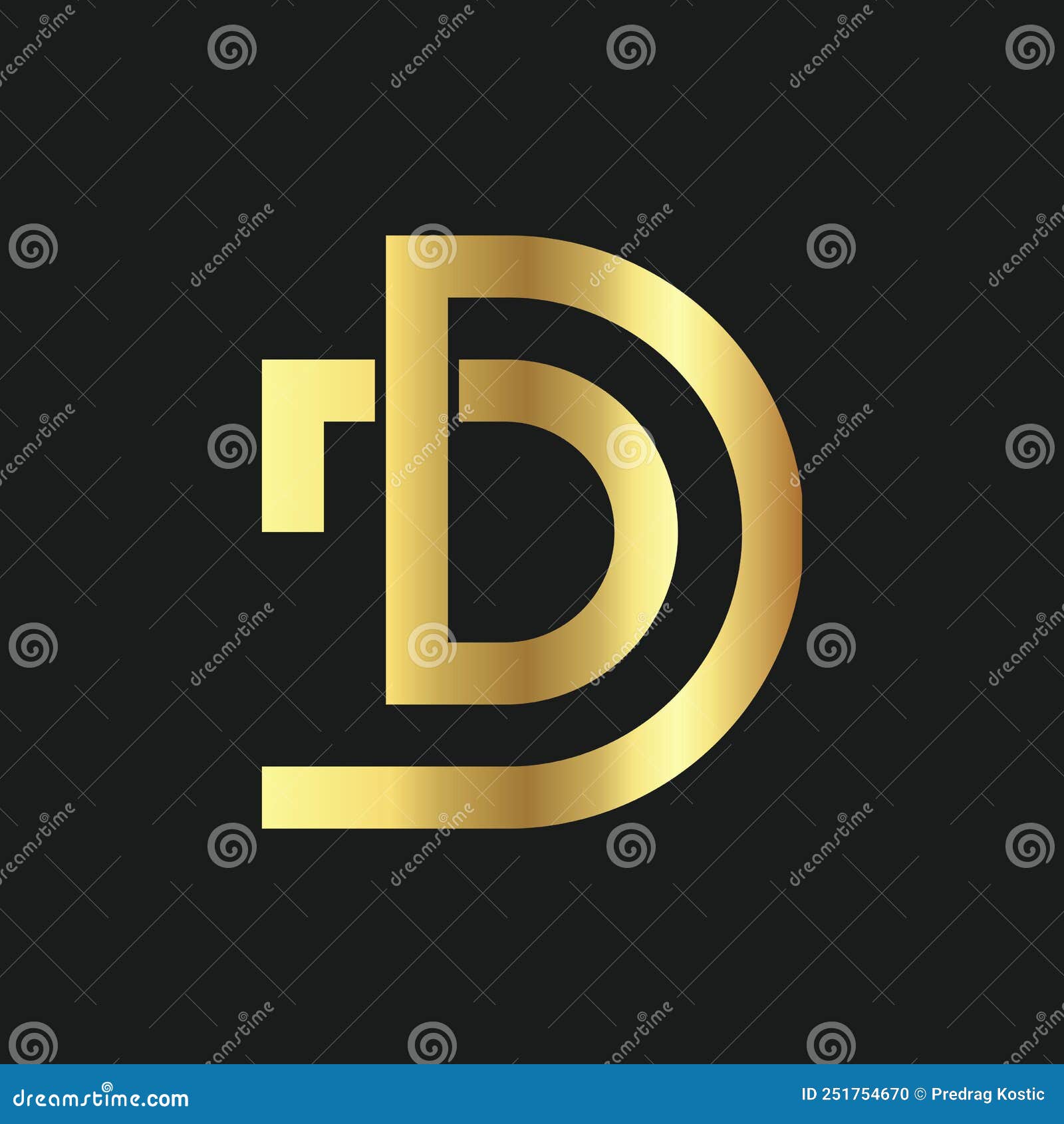 Gold letter D logo stock illustration. Illustration of line - 251754670