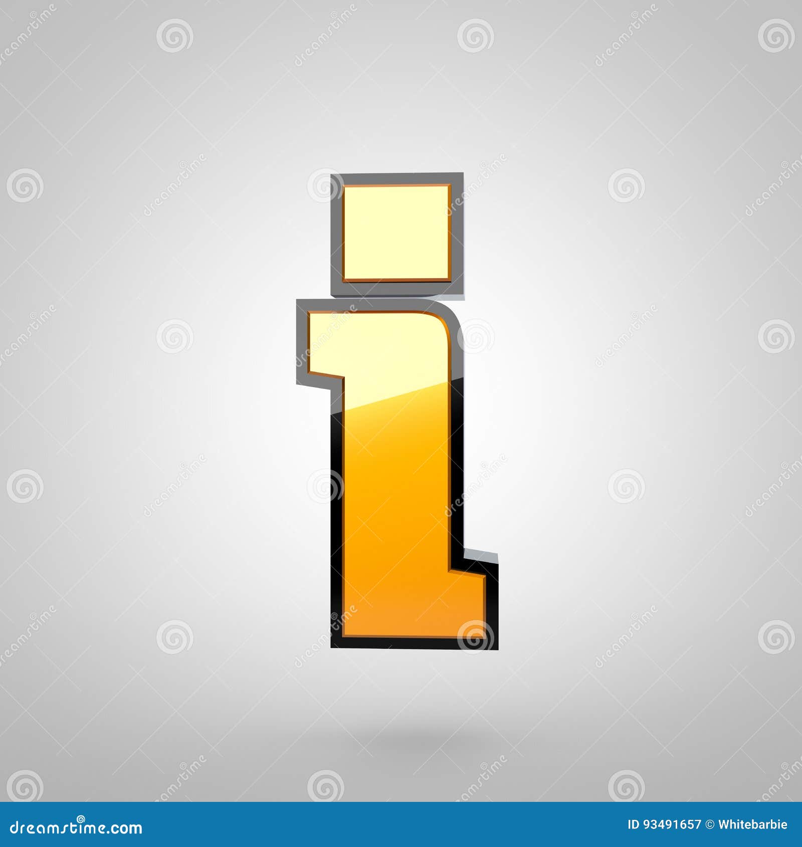 Gold Letter I Lowercase with Black Fillet Stock Illustration ...