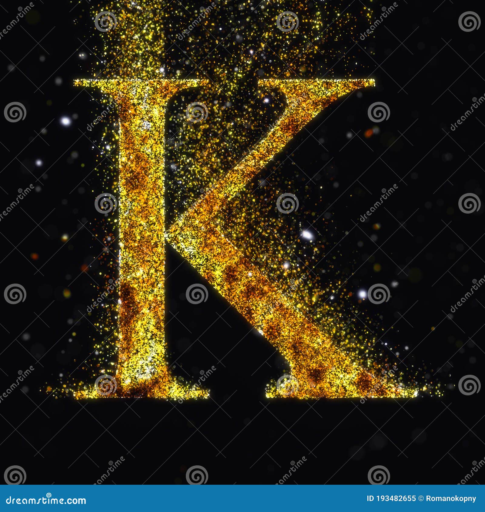 Gold letter K stock illustration. Illustration of glow - 193482655