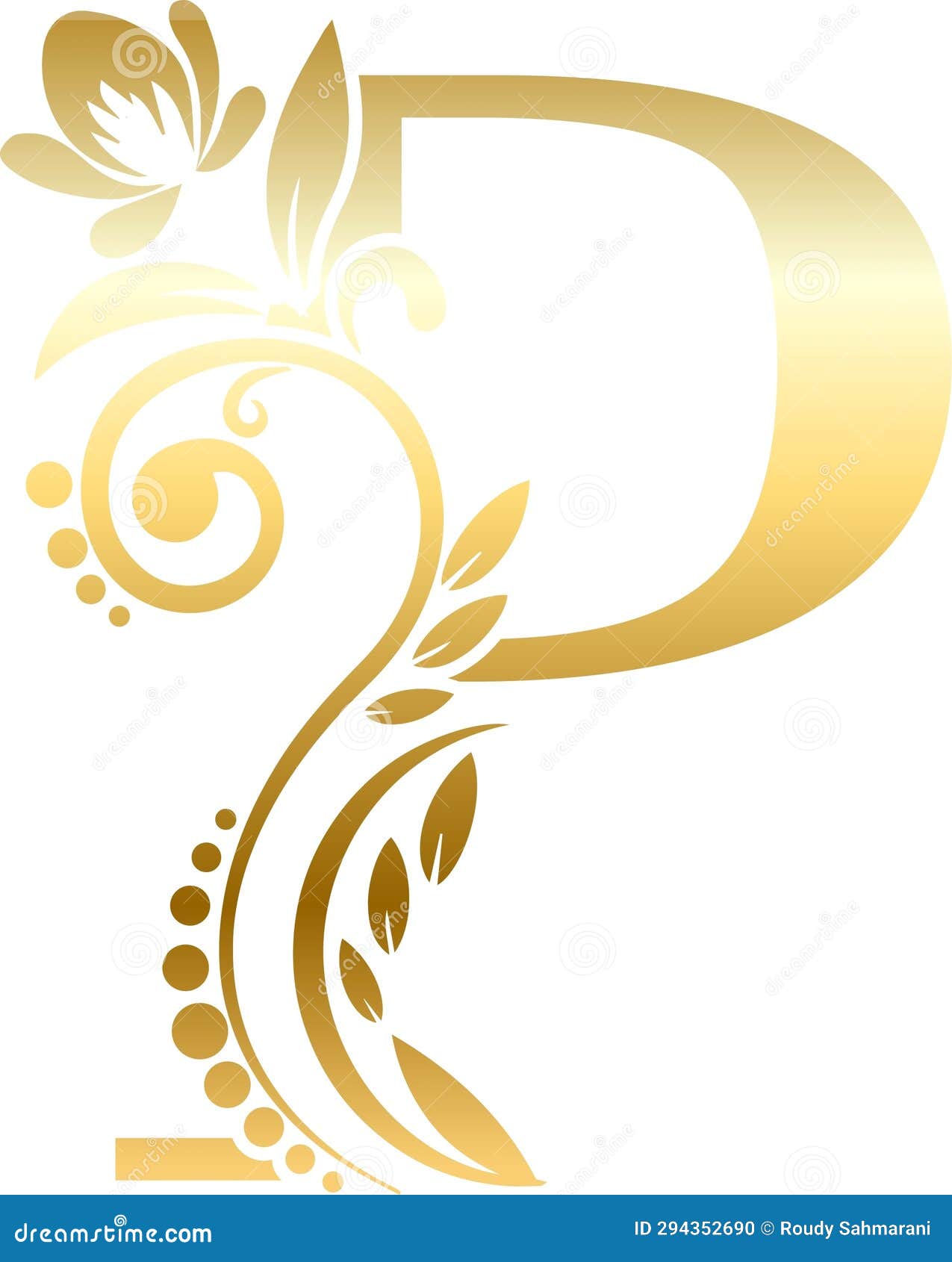 Gold Letter P stock photo. Illustration of brand, ornate - 294352690