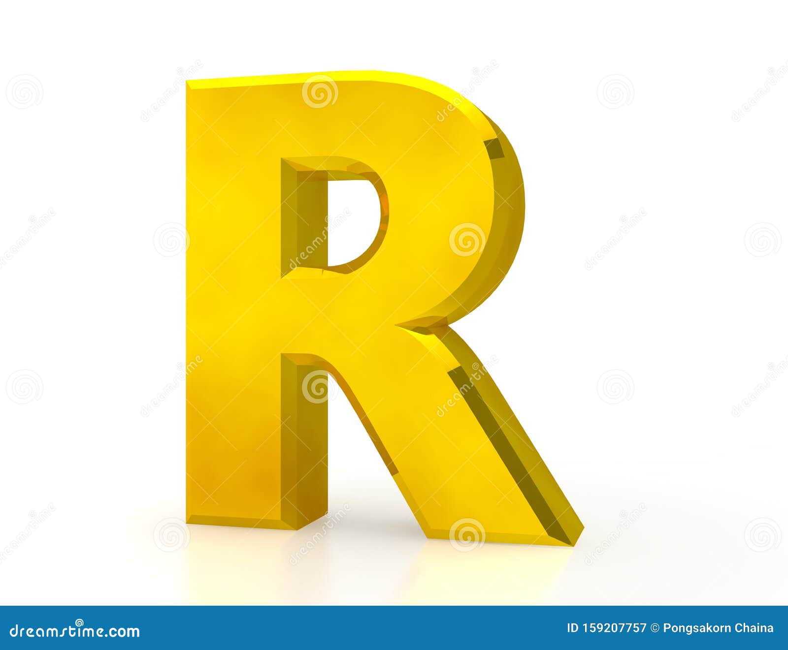 The Gold Letter R Isolated on White Background 3d Rendering Stock ...