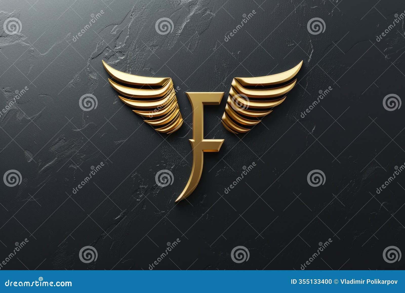 A Gold Letter Y with Wings on a Black Background. Suitable for Design ...