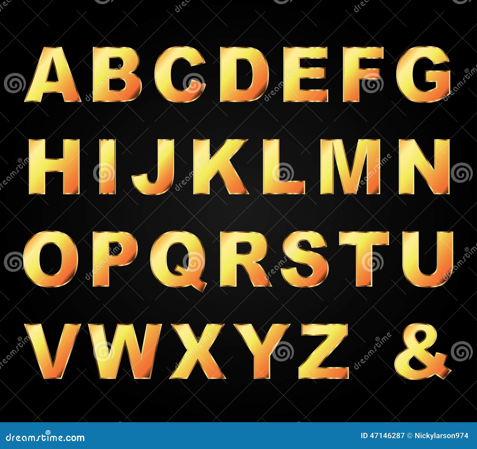 Gold letters set stock vector. Illustration of text, background - 47146287