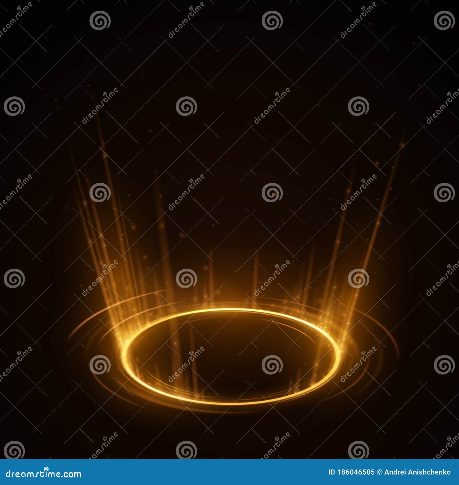 Gold Light Circle with Rays Stock Vector - Illustration of backdrop ...