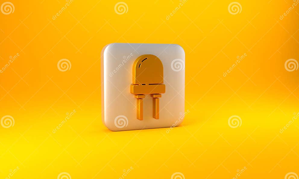 Gold Light Emitting Diode Icon Isolated on Yellow Background ...