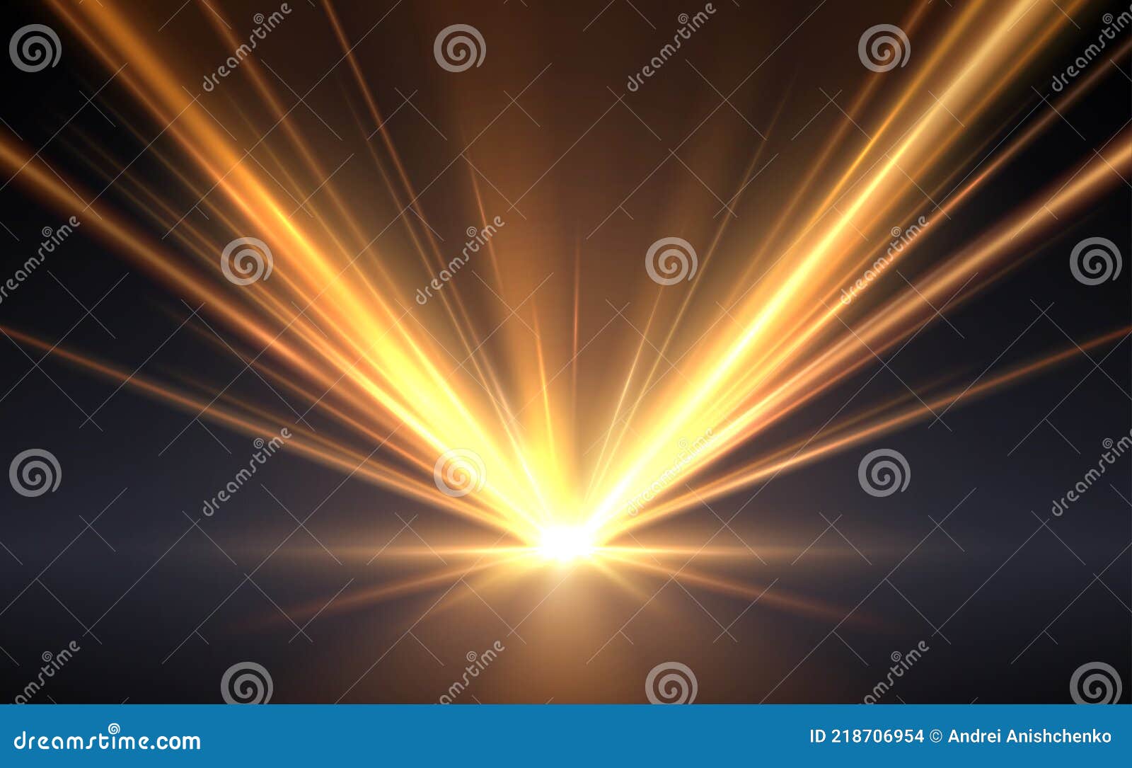 Gold Light Rays Effect Background Stock Vector - Illustration of beam ...
