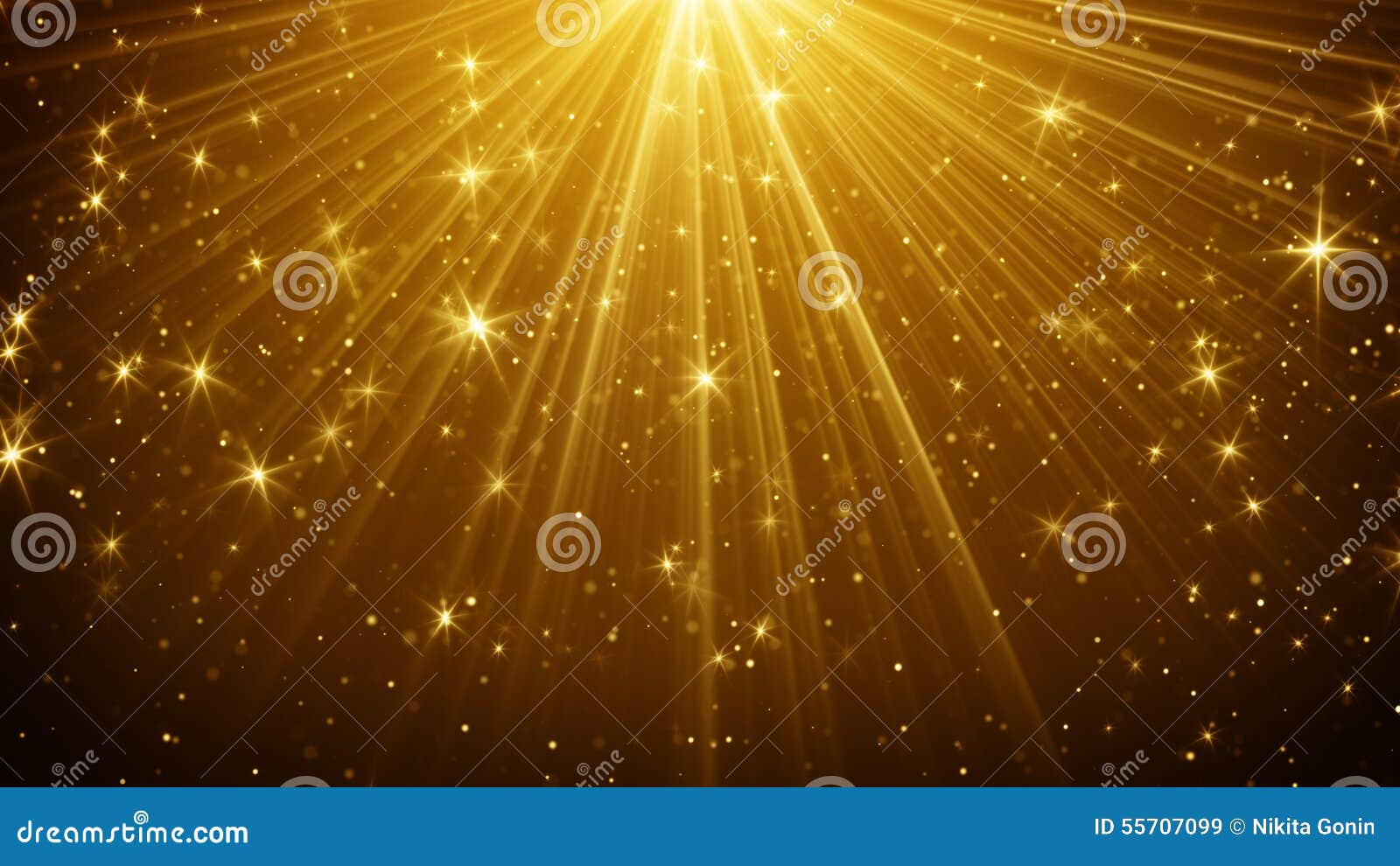 Gold Light Rays and Stars Abstract Background Stock Illustration ...