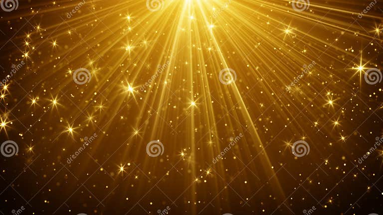 Gold Light Rays and Stars Abstract Background Stock Illustration ...