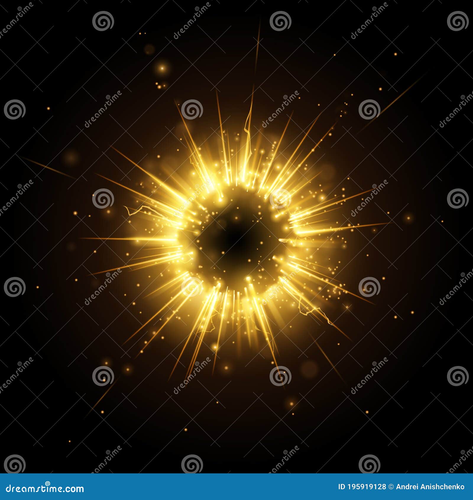 Gold Light Sphere Effect with Lighnings Stock Vector - Illustration of ...