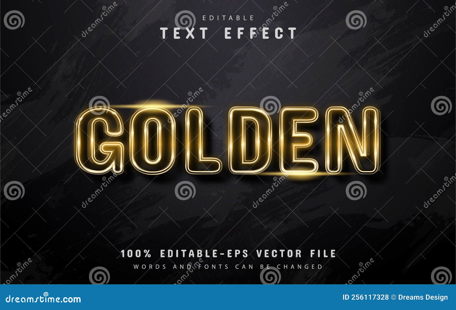 Gold light text effect stock vector. Illustration of digital - 256117328