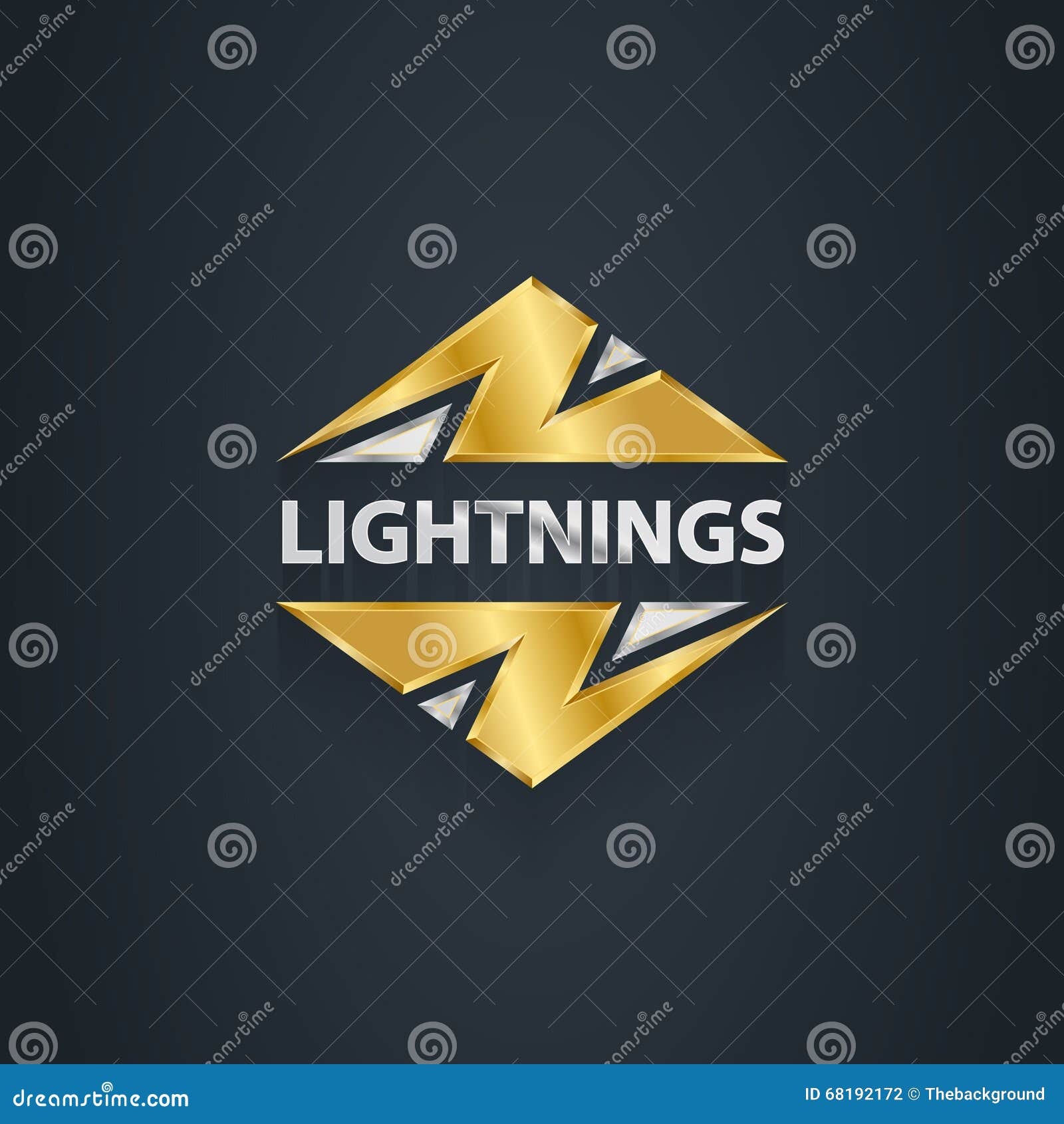 Gold Lightnings, 3d Logo with Shadow. Vector Graphics. Stock Vector ...
