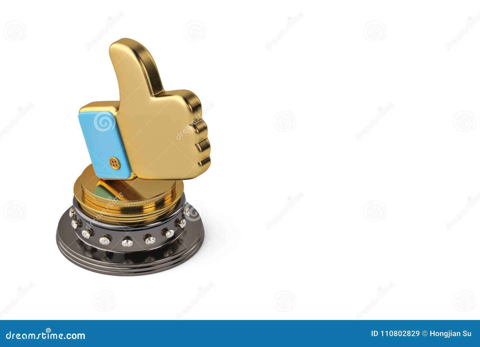 Gold Like Symbol Trophy on White Background.3D Illustration. Stock ...