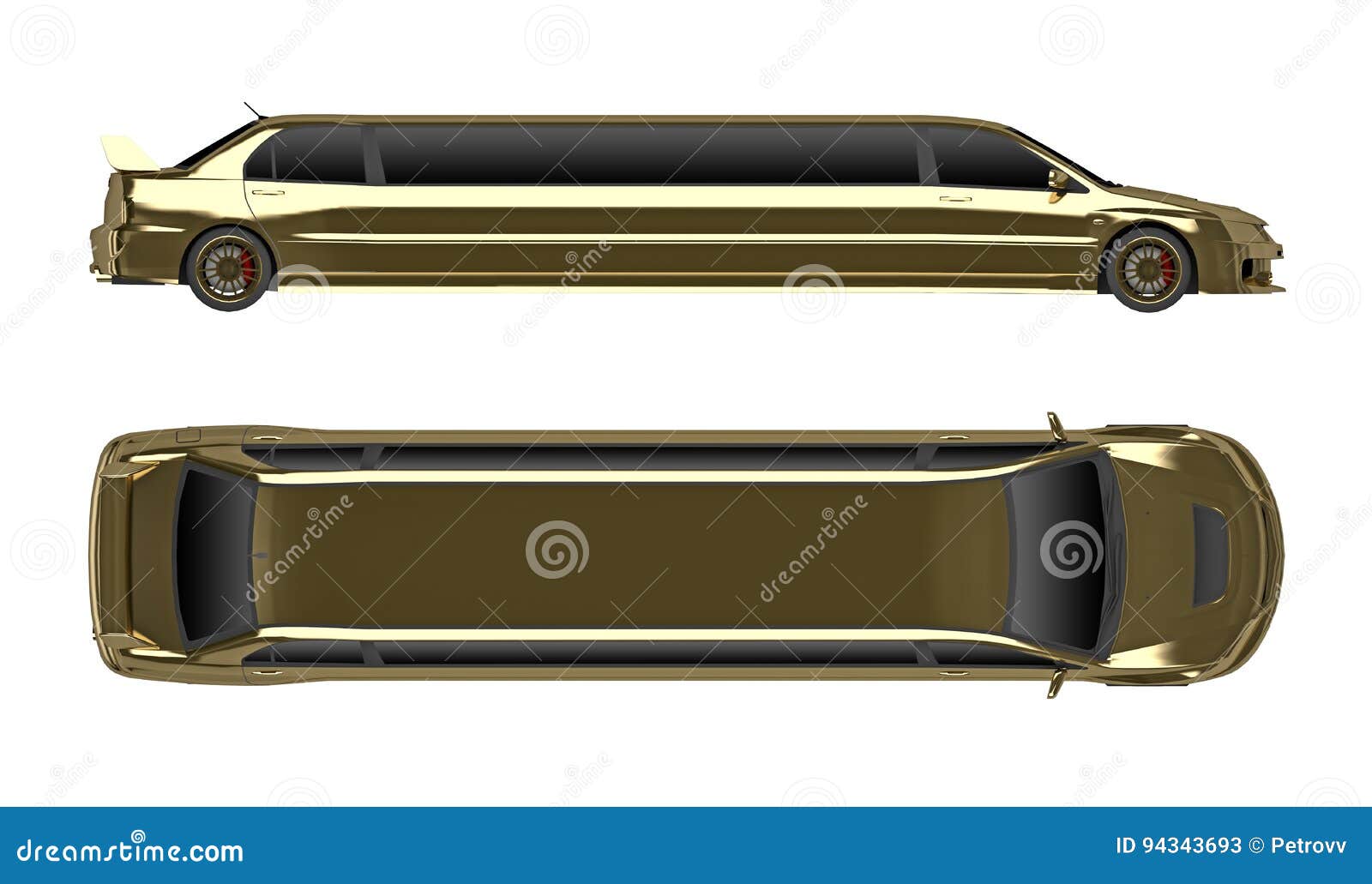 Gold Limousine Isolated on White Stock Illustration - Illustration of ...