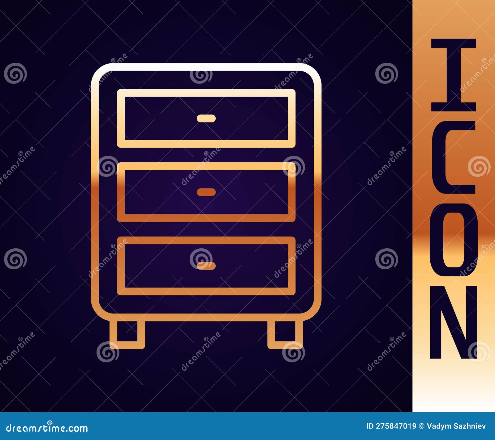 Set Archive Papers Drawer Document With Graph Chart Headphones And Envelope Icon Vector