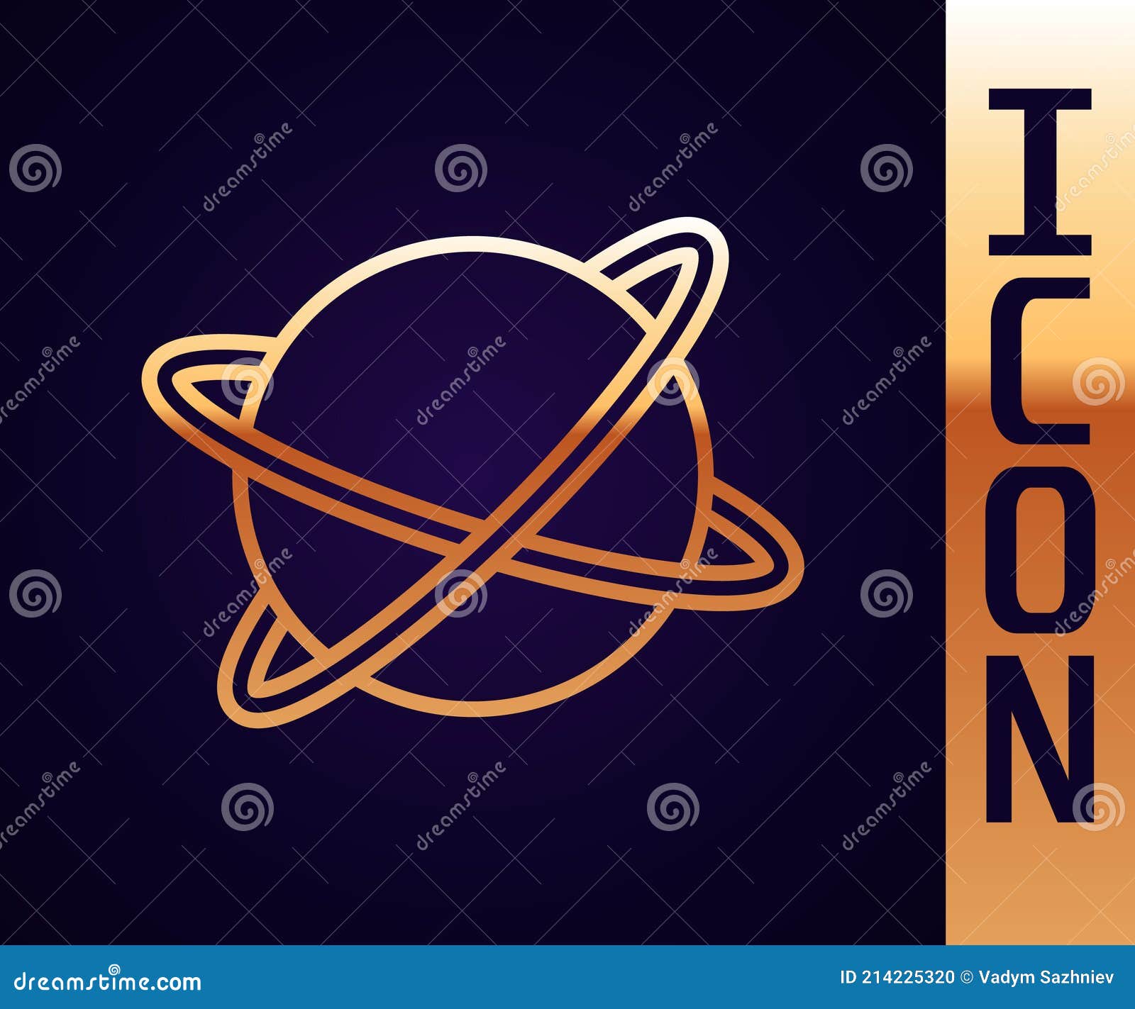 Gold Line Artificial Satellites Orbiting the Planet Earth in Outer ...