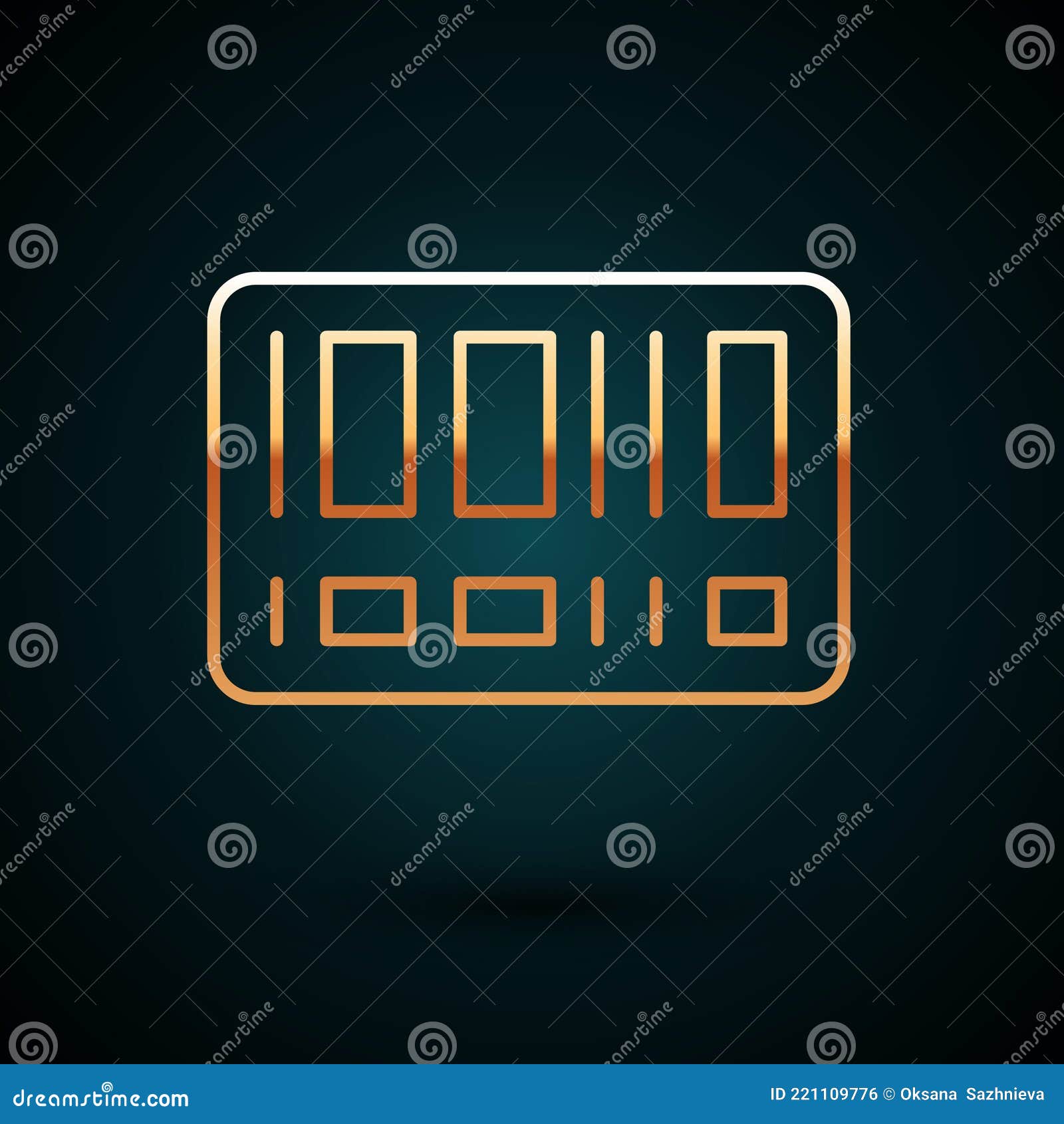 Gold Line Barcode Icon Isolated on Dark Blue Background. Vector Stock ...