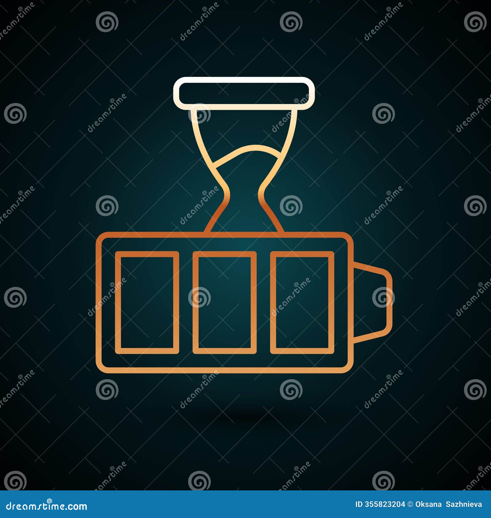 Gold Line Battery Charge Level Indicator Icon Isolated On Dark Blue ...