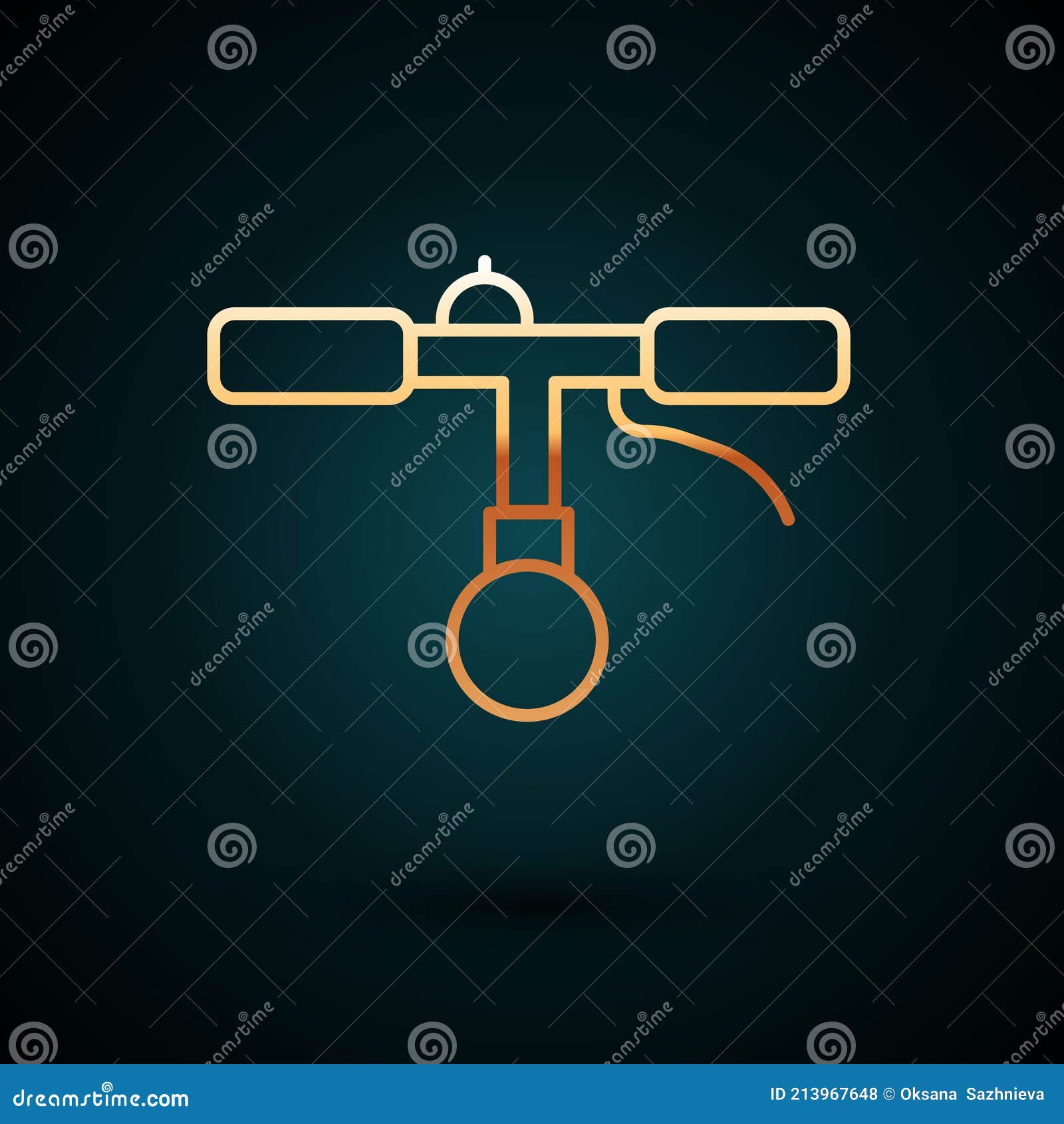 Gold Line Bicycle Handlebar Icon Isolated on Dark Blue Background ...