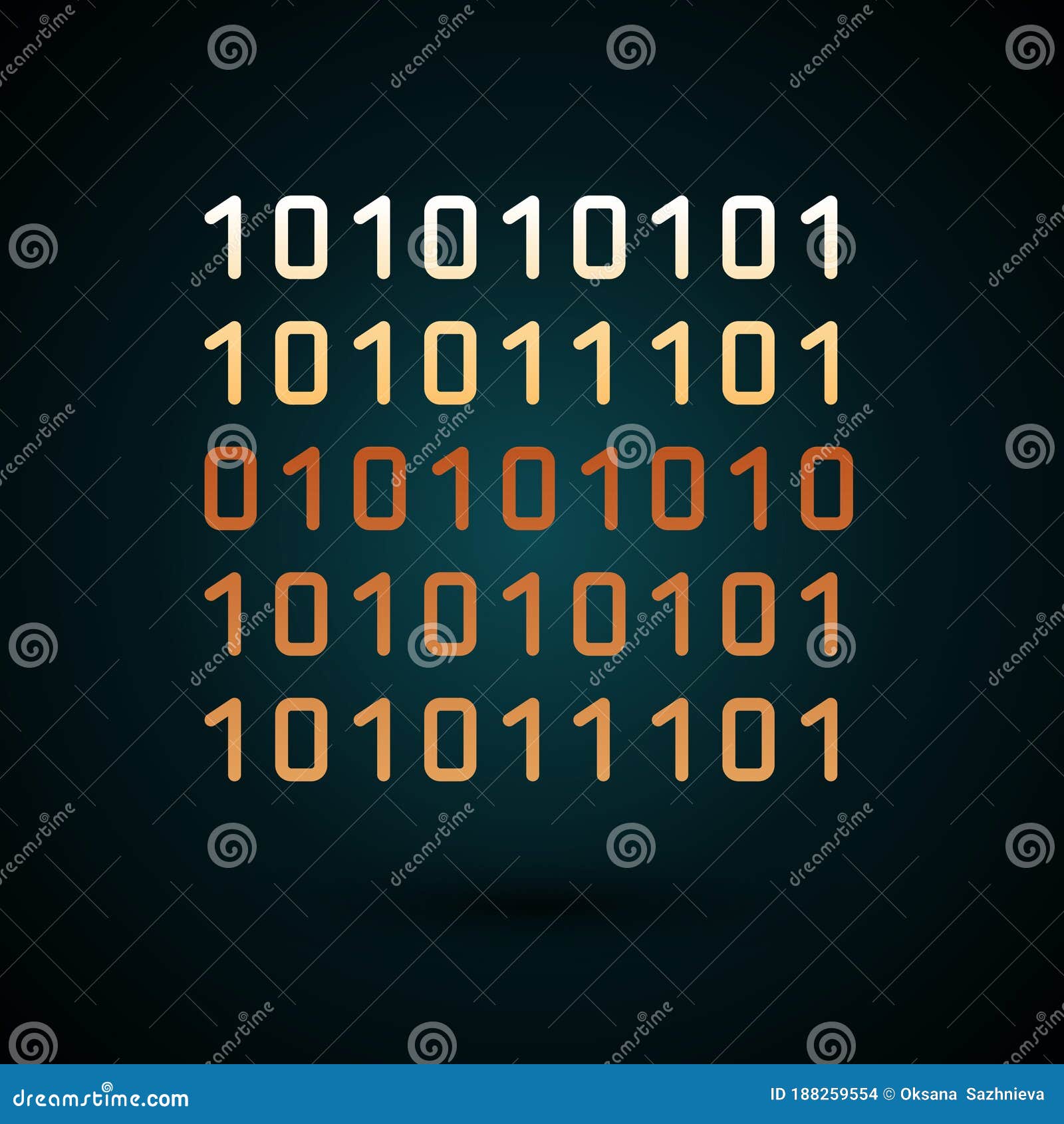 Gold Line Binary Code Icon Isolated on Dark Blue Background. Vector ...