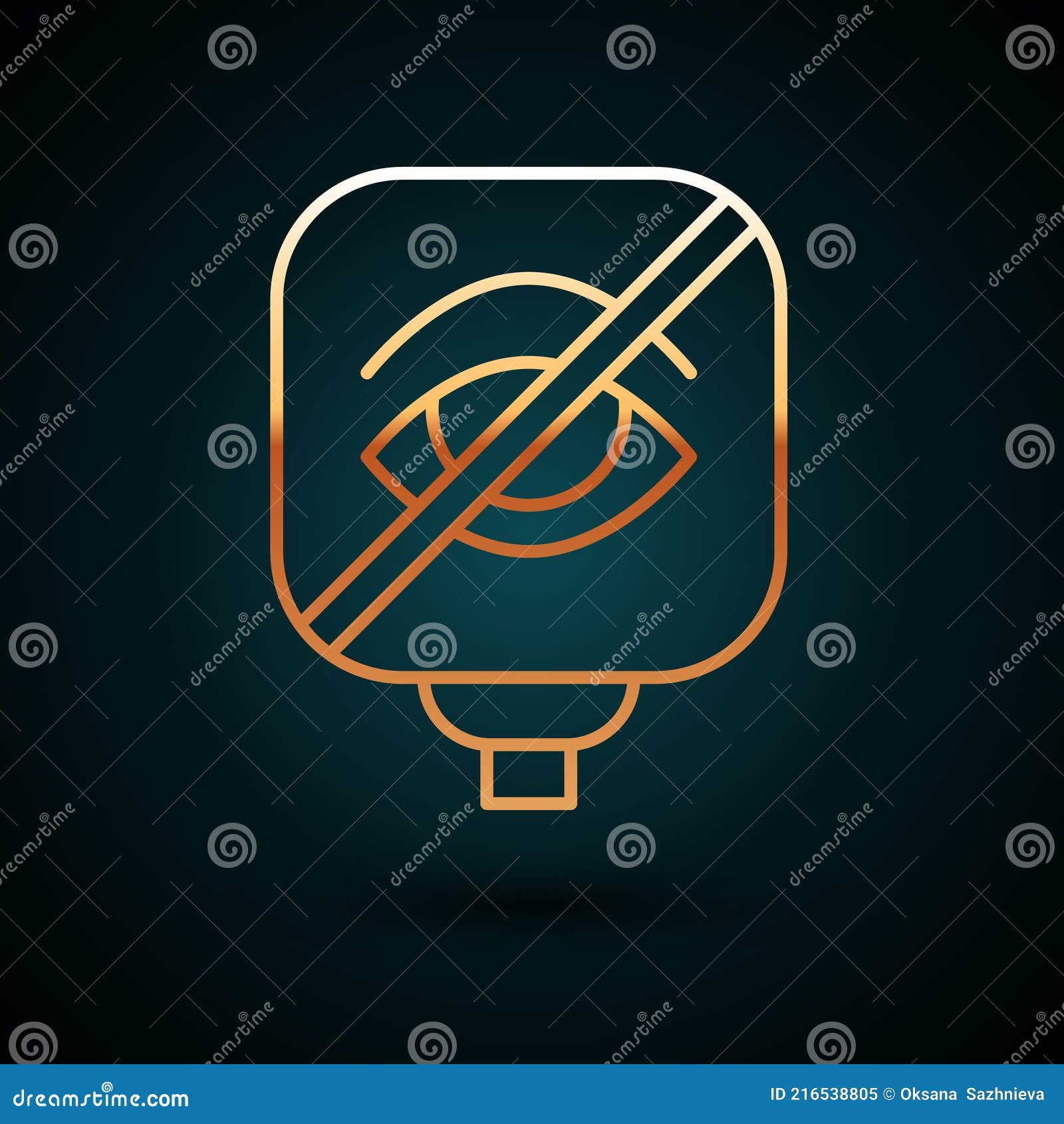 Gold Line Blindness Icon Isolated on Dark Blue Background. Blind Sign ...