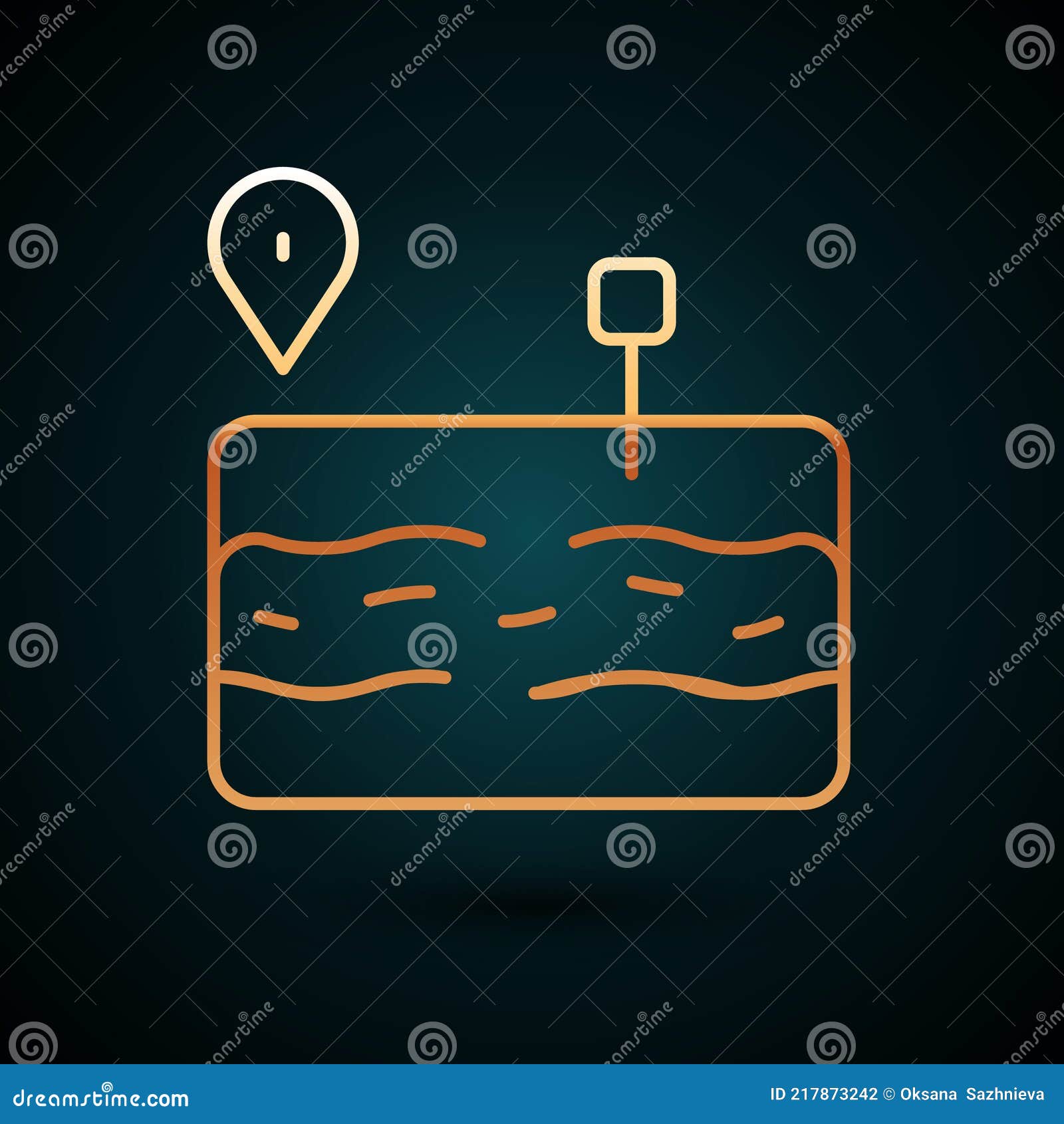 Gold Line Broken Road Icon Isolated on Dark Blue Background. Vector ...