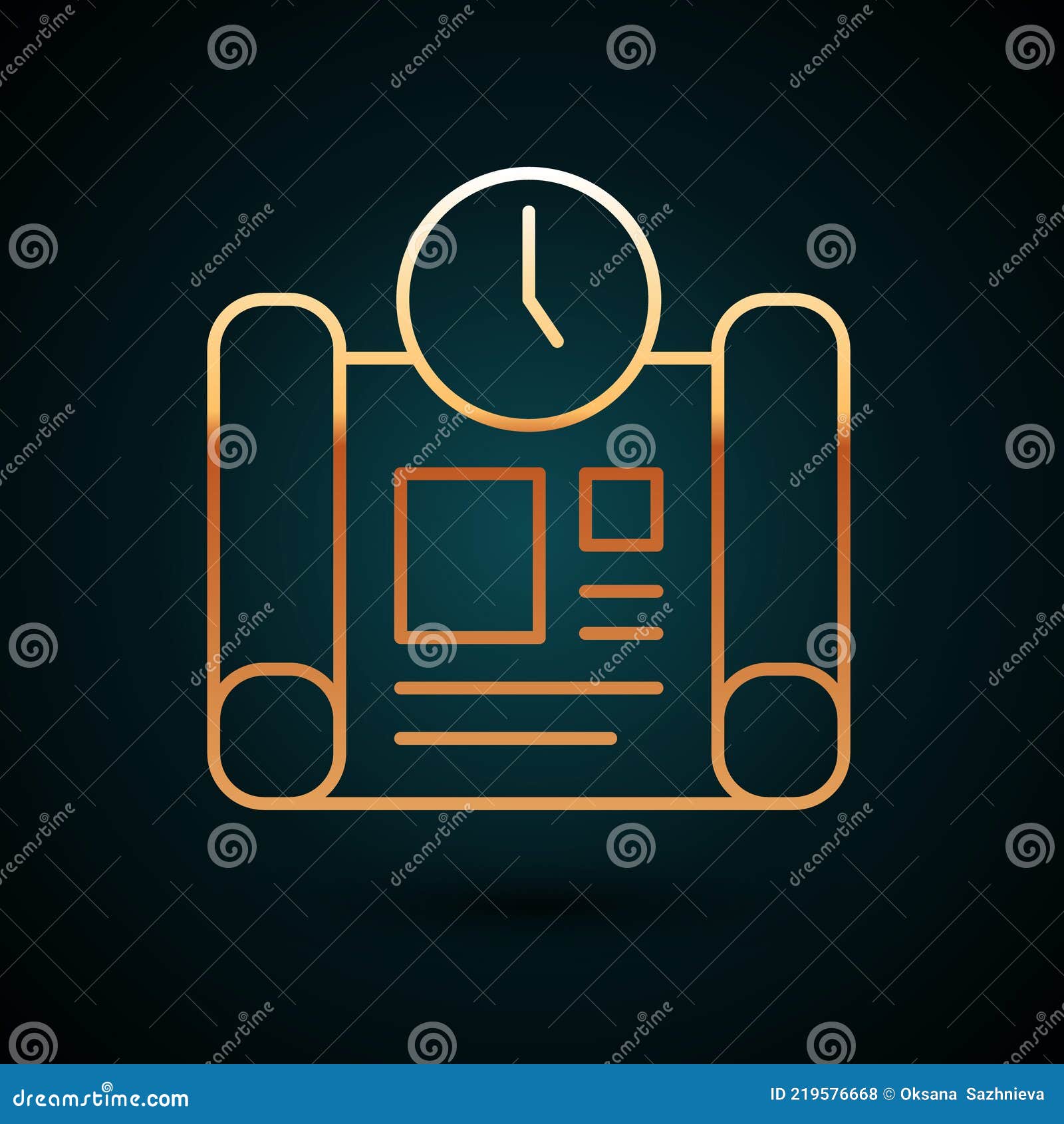 Gold Line Business Project Time Plan Icon Isolated on Dark Blue ...