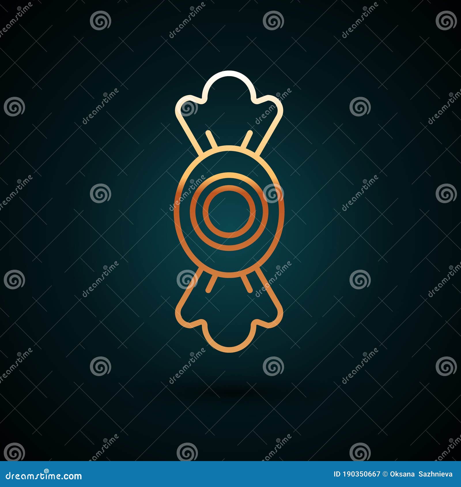 Gold Line Candy Icon Isolated on Dark Blue Background. Vector Stock ...