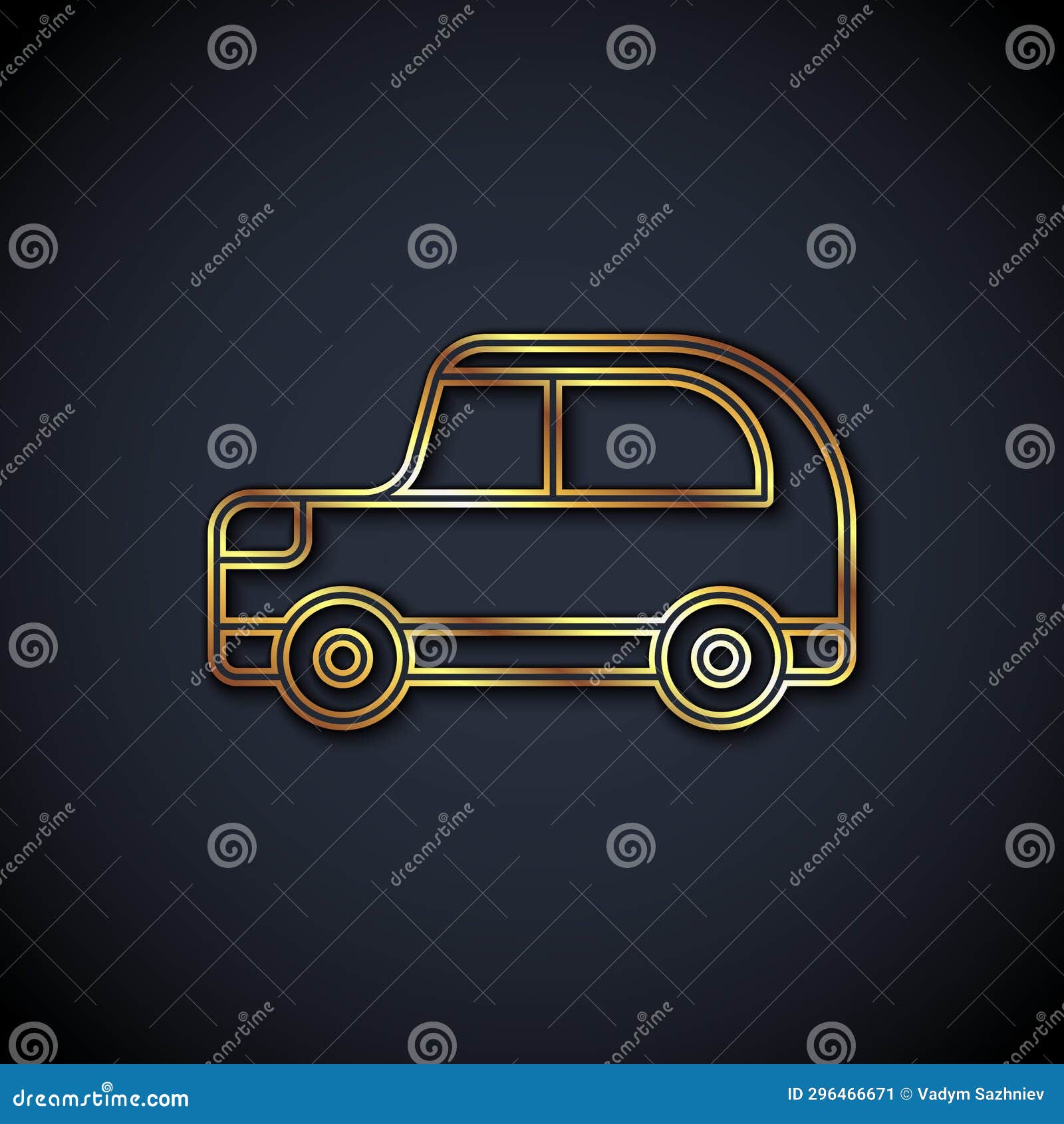 Gold Line Car Icon Isolated on Black Background. Vector Stock Vector ...