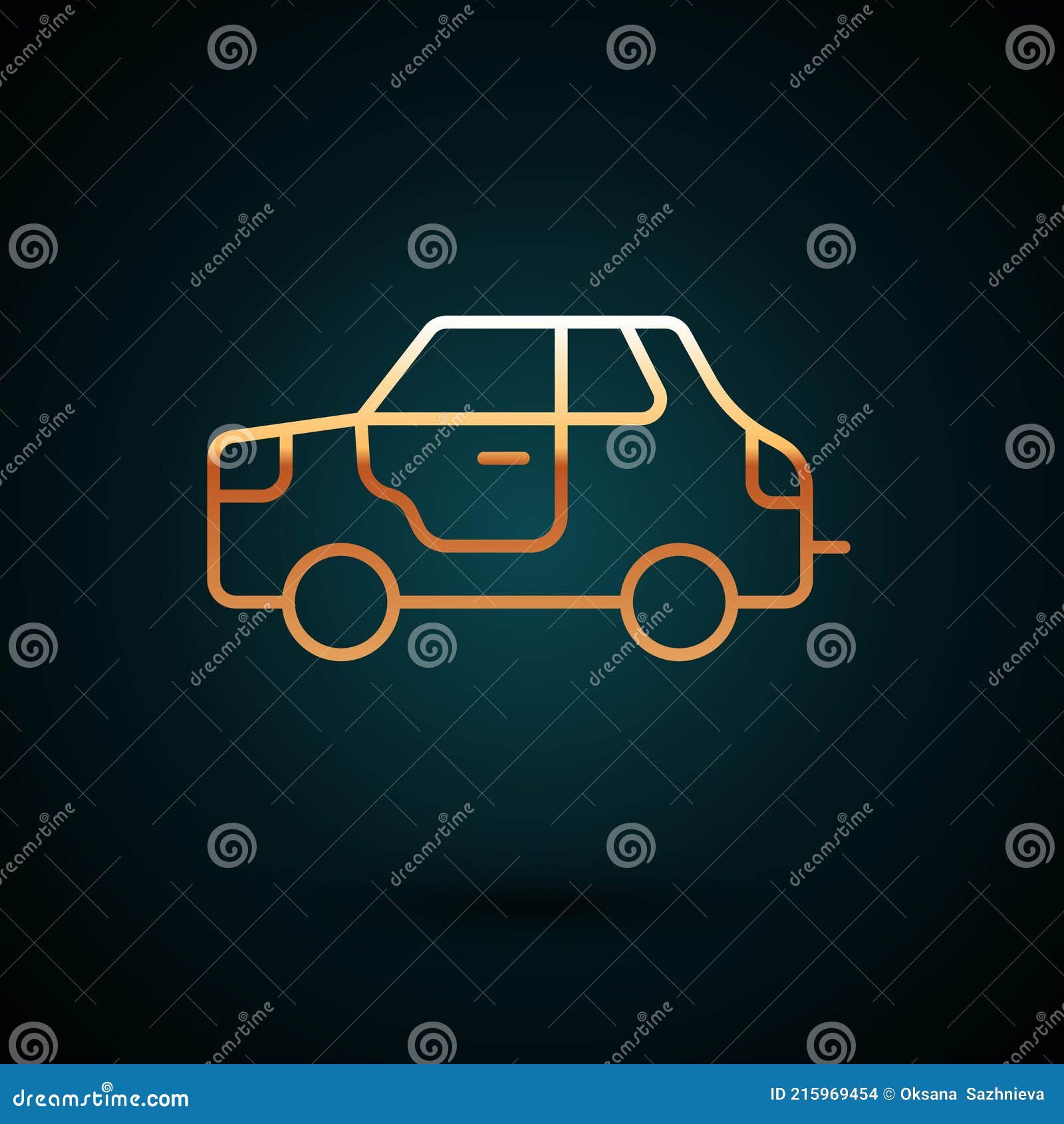 Gold Line Car Icon Isolated on Dark Blue Background. Vector Stock ...