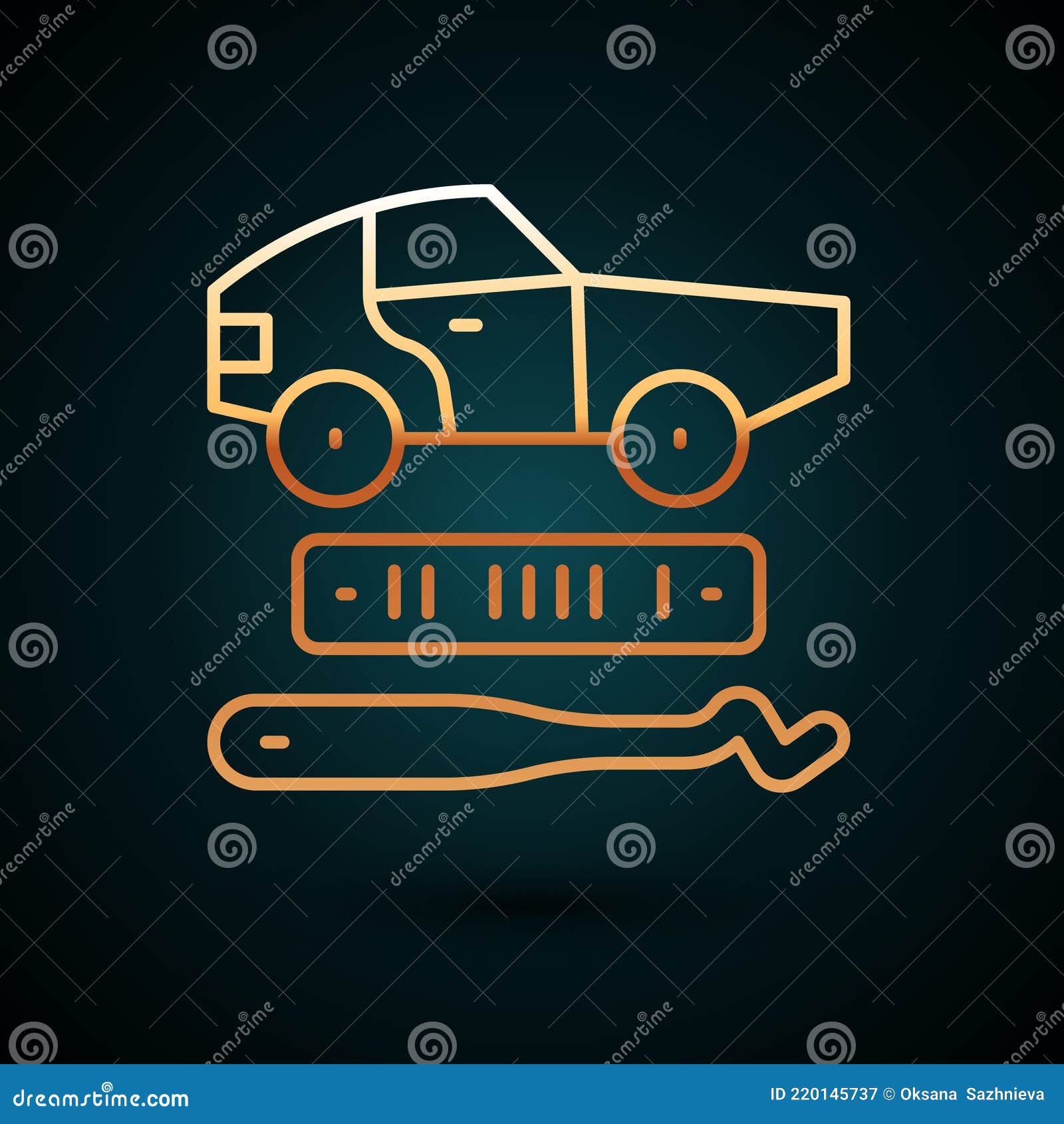 Gold Line Car Theft Icon Isolated on Dark Blue Background. Vector Stock ...