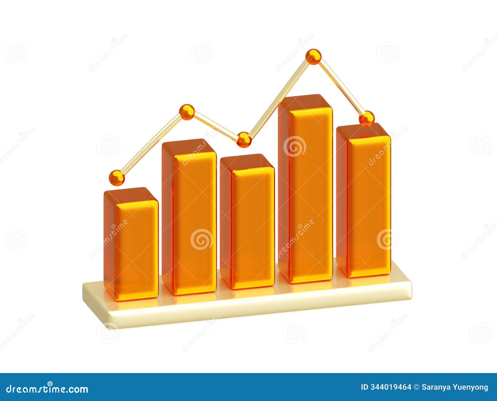 Gold Line Chart with 3D Graph â€“ Business Data Visualization ...