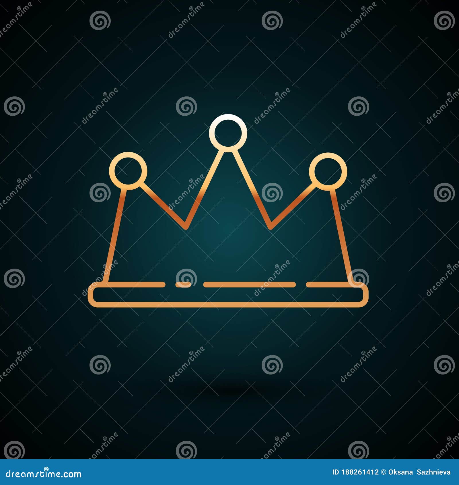 Gold Line Crown Icon Isolated on Dark Blue Background. Vector ...