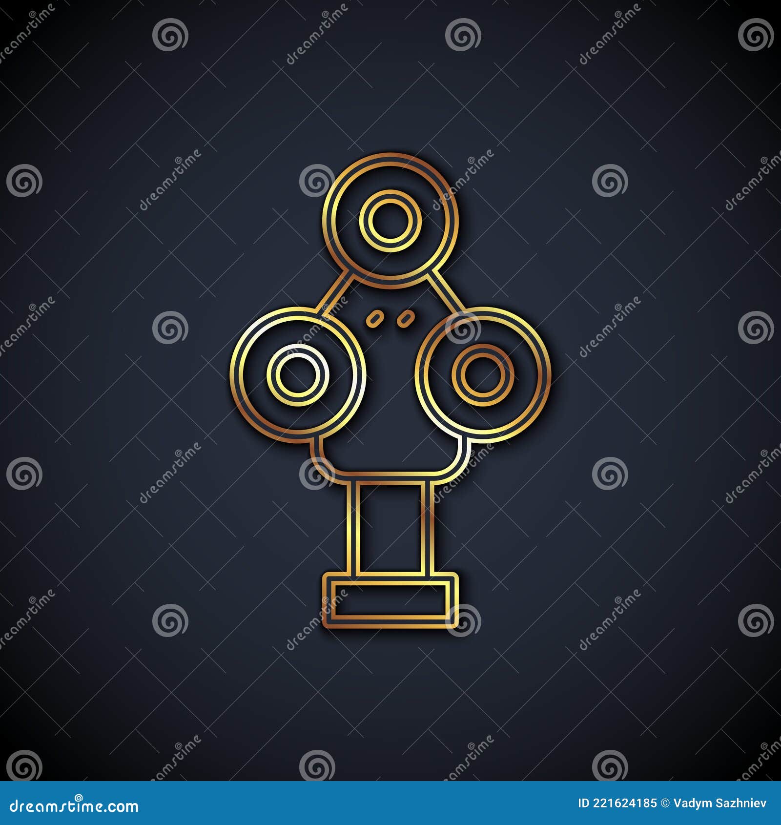 Gold Line 3D Scanner Icon Isolated on Black Background. Vector Stock ...