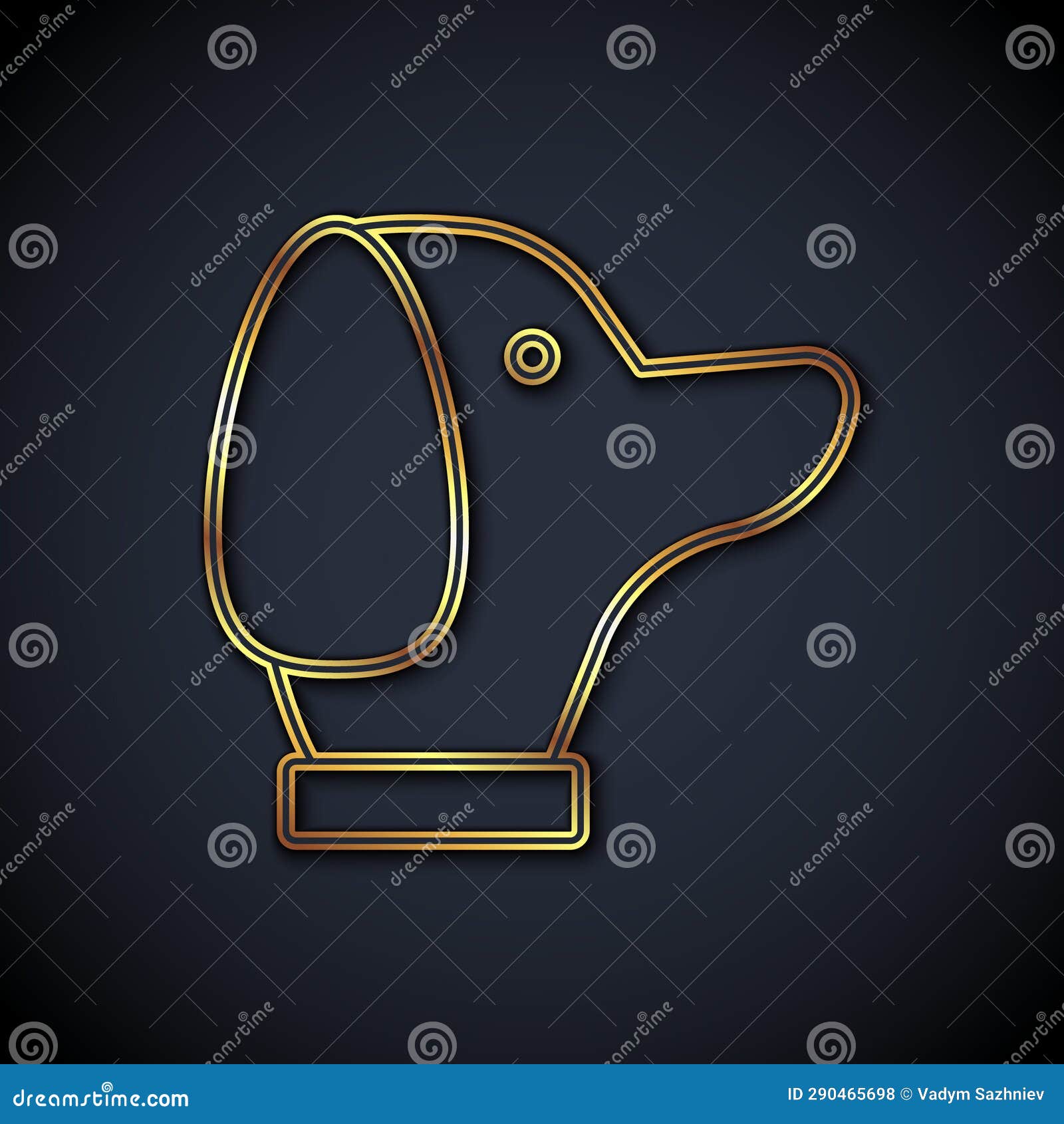 Gold Line Dog Icon Isolated on Black Background. Vector Stock ...