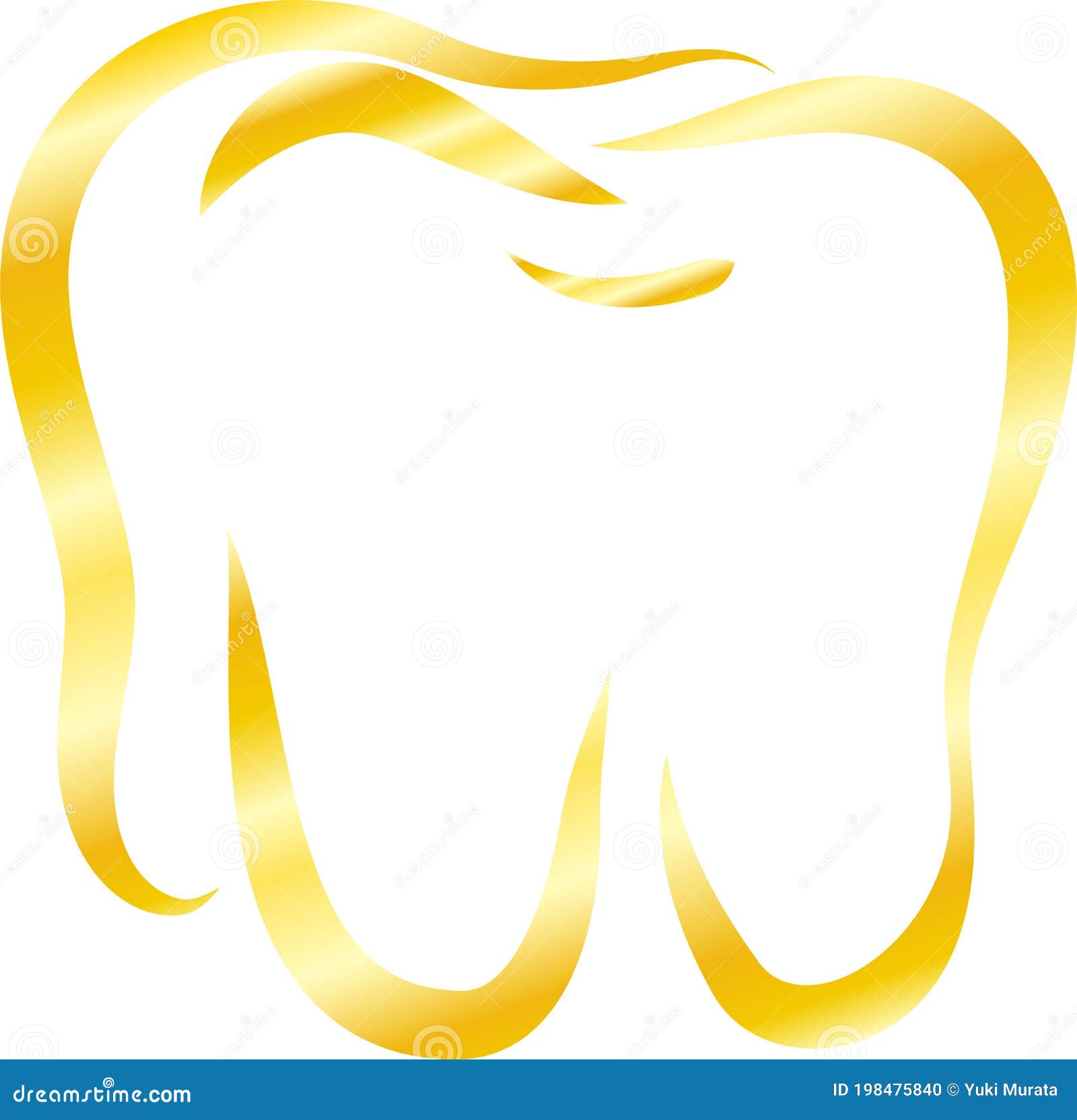 Gold Line drawing of tooth stock vector. Illustration of teeth - 198475840
