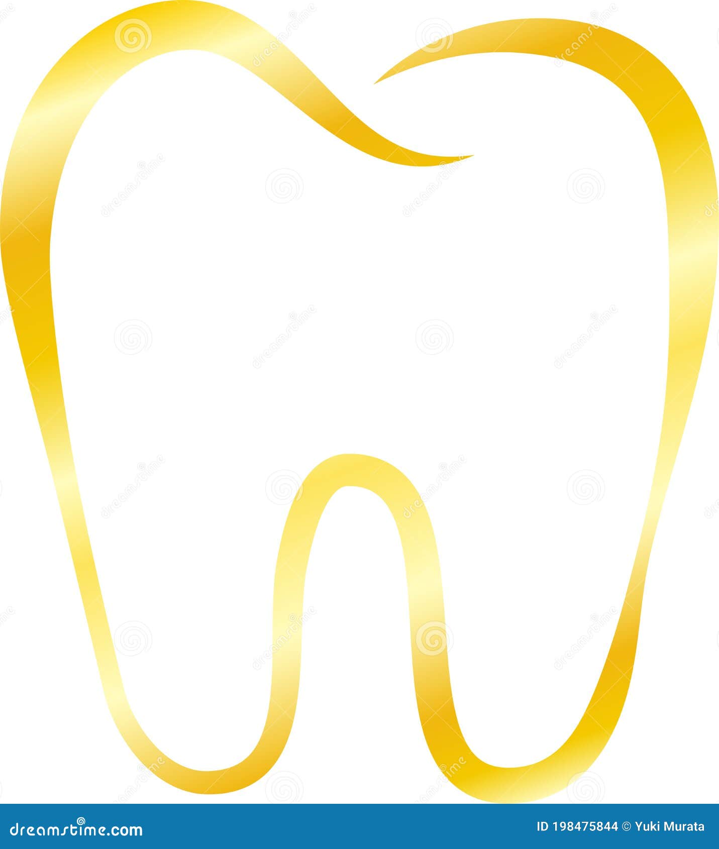 Gold Line drawing of tooth stock vector. Illustration of mouth - 198475844