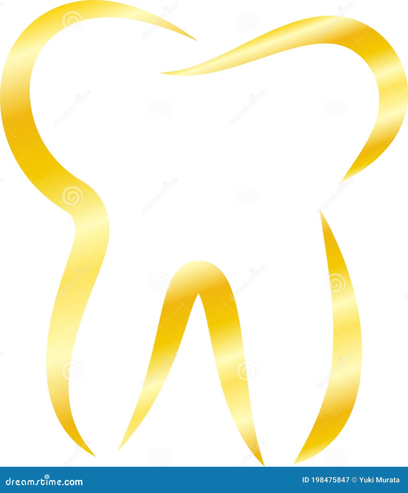 Gold Line drawing of tooth stock vector. Illustration of stylish ...